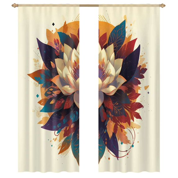 Colorful Flower Mandala Modern Tulle Window Curtains for Living Room ...