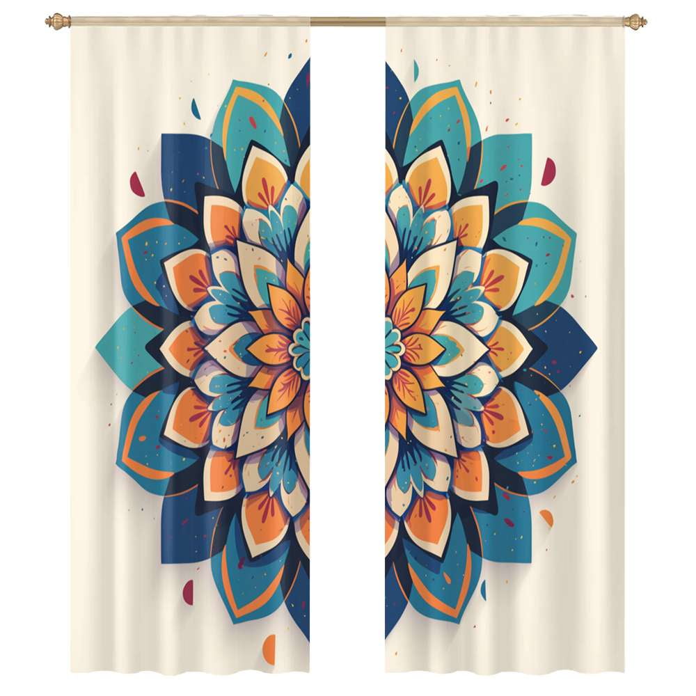 Colorful Flower Mandala Modern Tulle Window Curtains for Living Room ...