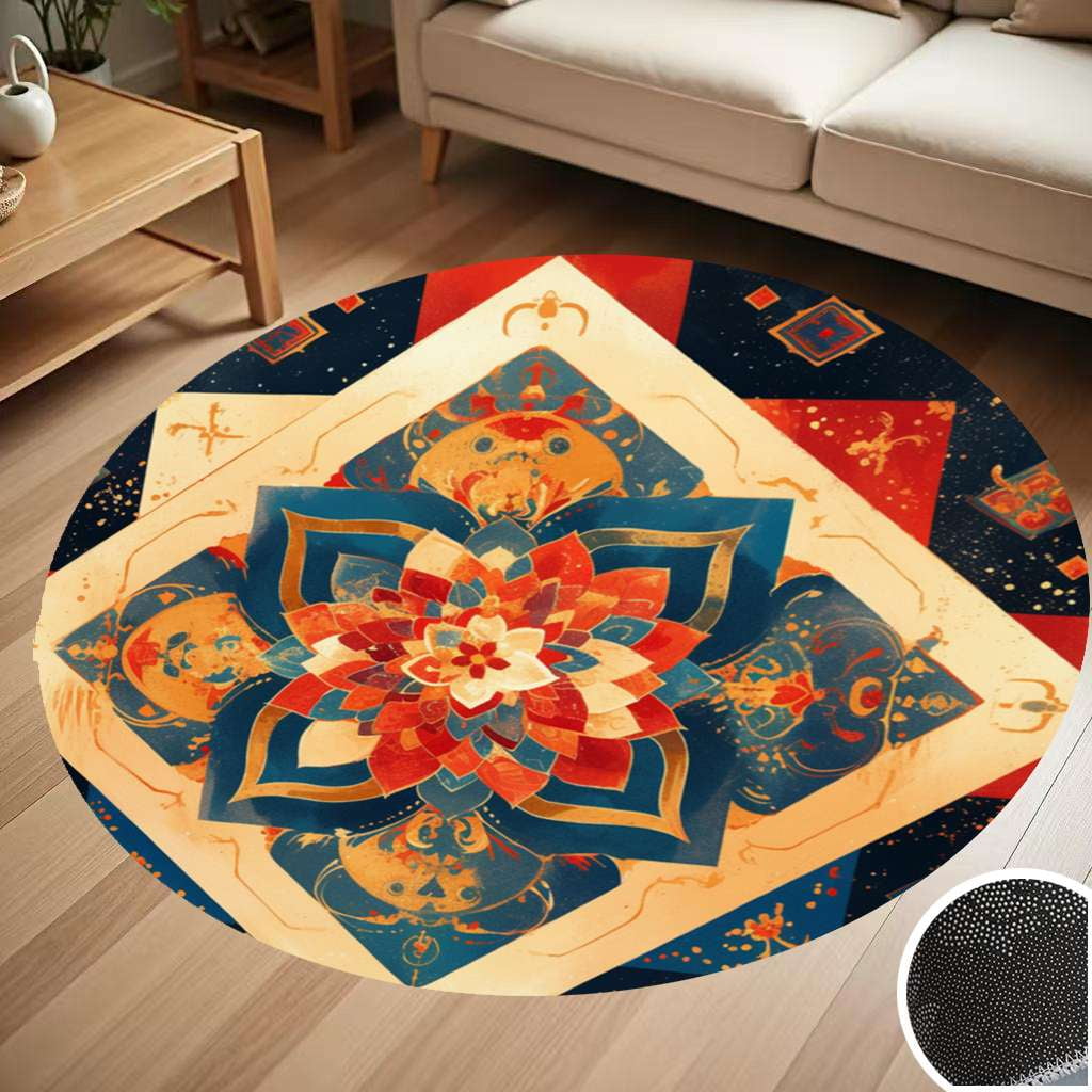 Colorful Flower Mandala Round Carpet Living Room Bedroom Home ...