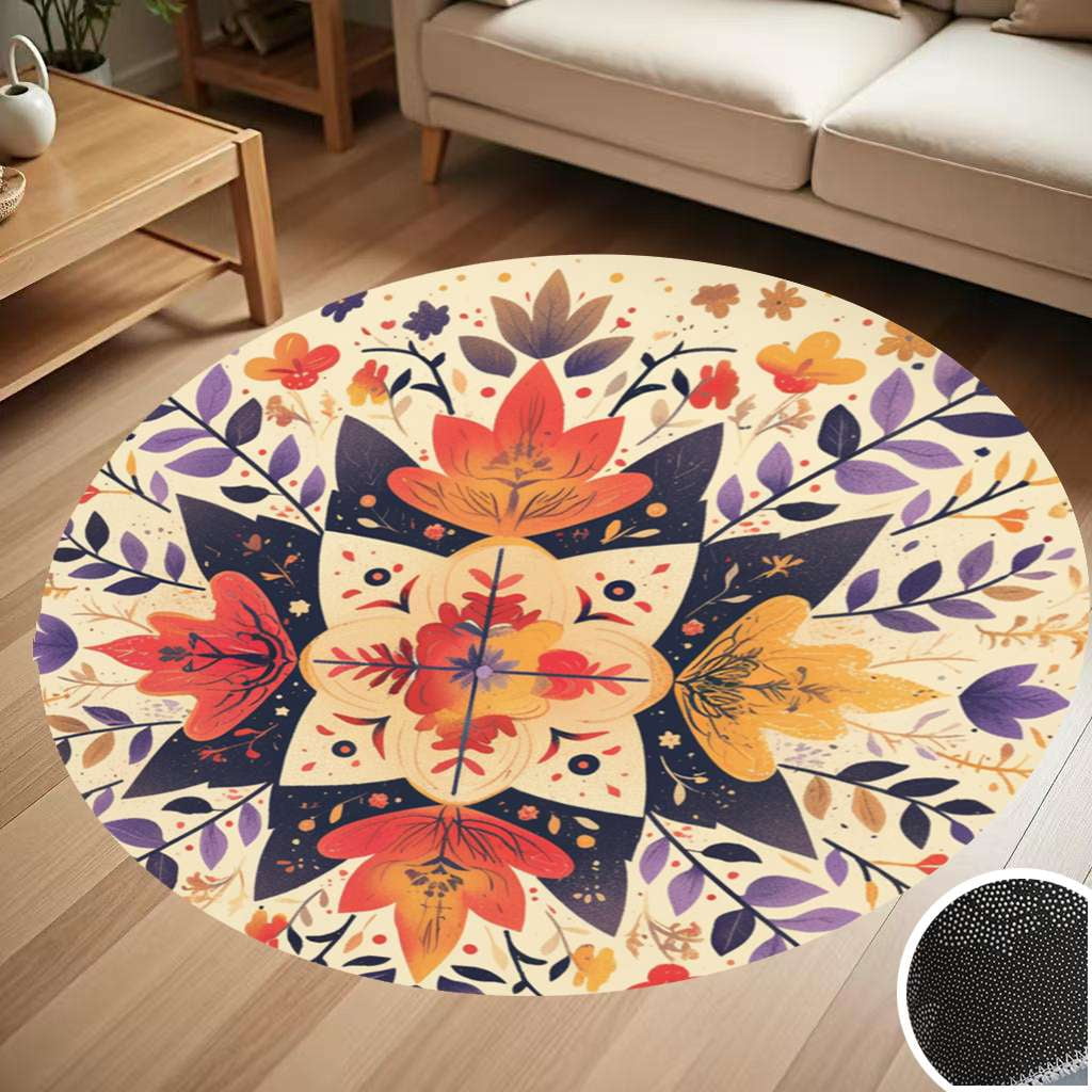 Colorful Flower Mandala Round Carpet Living Room Bedroom Home ...