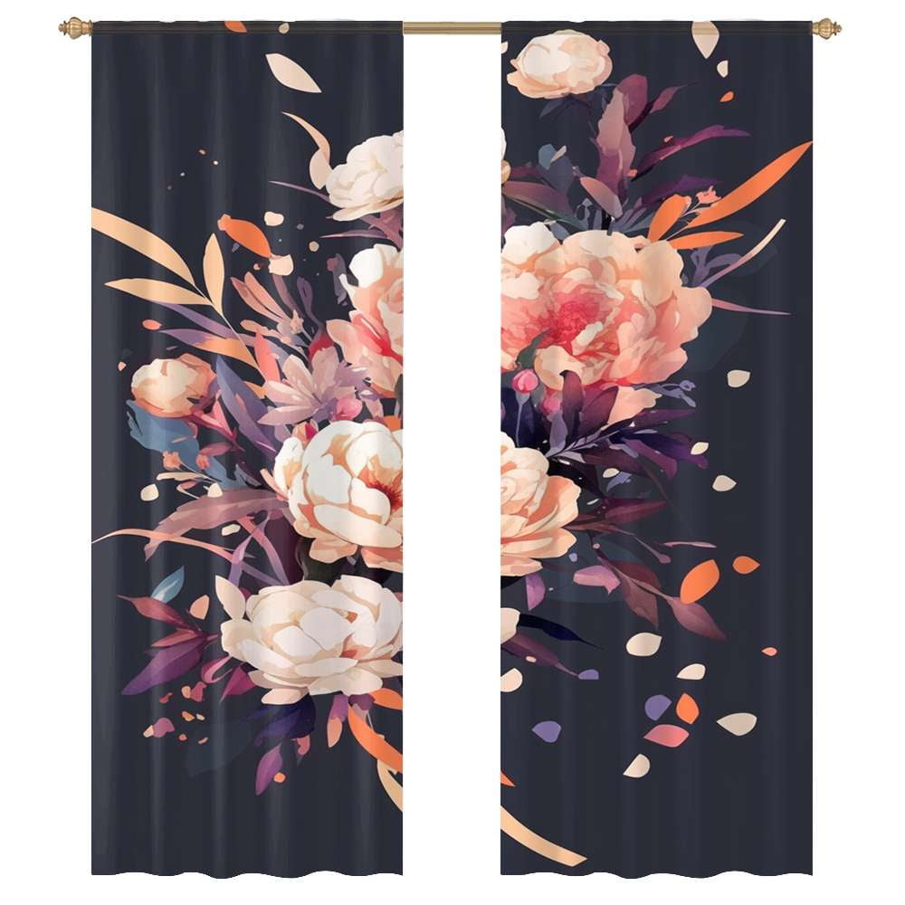 Colorful Flower Mandala Sheer Voile Curtain Window Tulle Curtains For ...