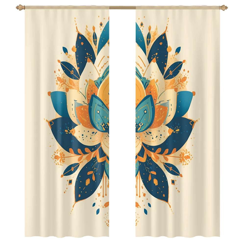 Colorful Flower Mandala Sheer Voile Curtain Window Tulle Curtains For ...