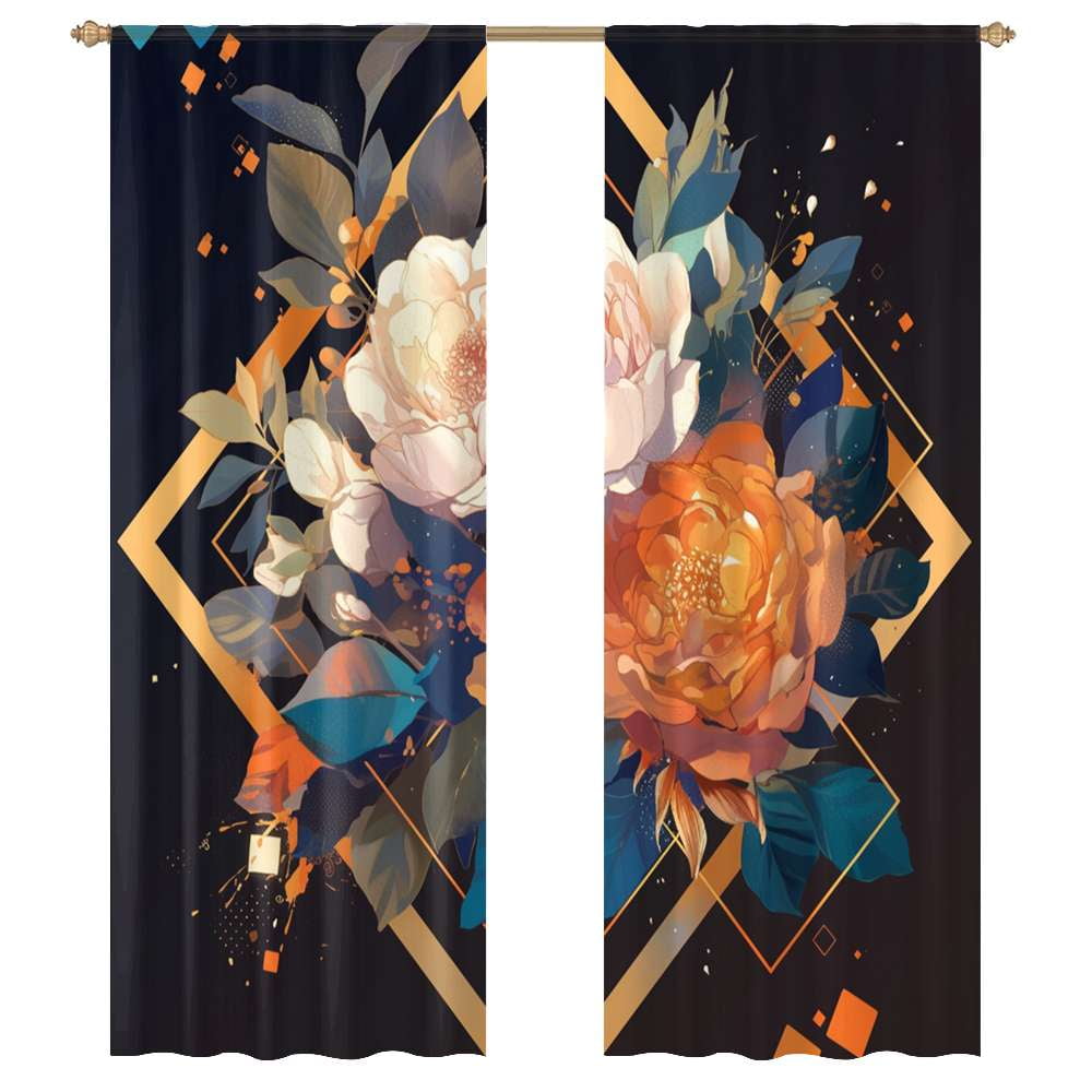 Colorful Flower Mandala Sheer Voile Curtain Window Tulle Curtains For ...