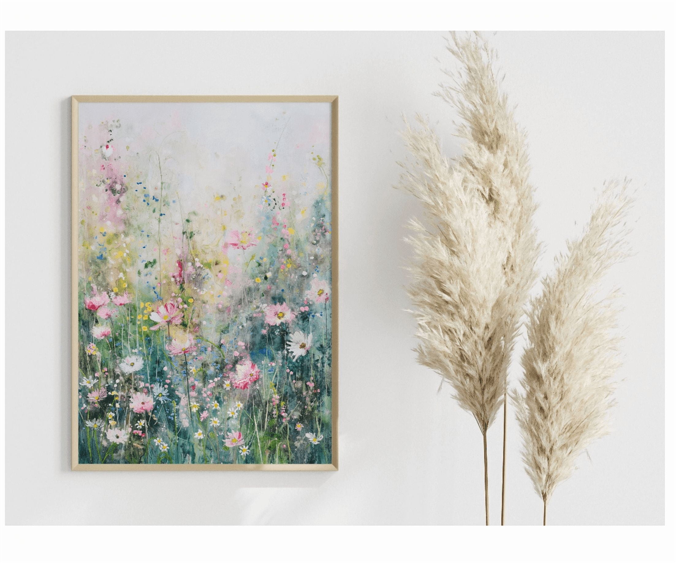 Colorful Flower Meadow Abstract Poster Spring Decoration Fresh Room ...