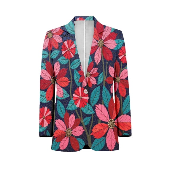 Colorful Flower Mosaic Art Mens Suits Shawl Collar Slim Fit Suit Mens ...