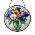 Colorful Flower Ornament, Blue Pansy Stained Glass Window Art Gift for ...