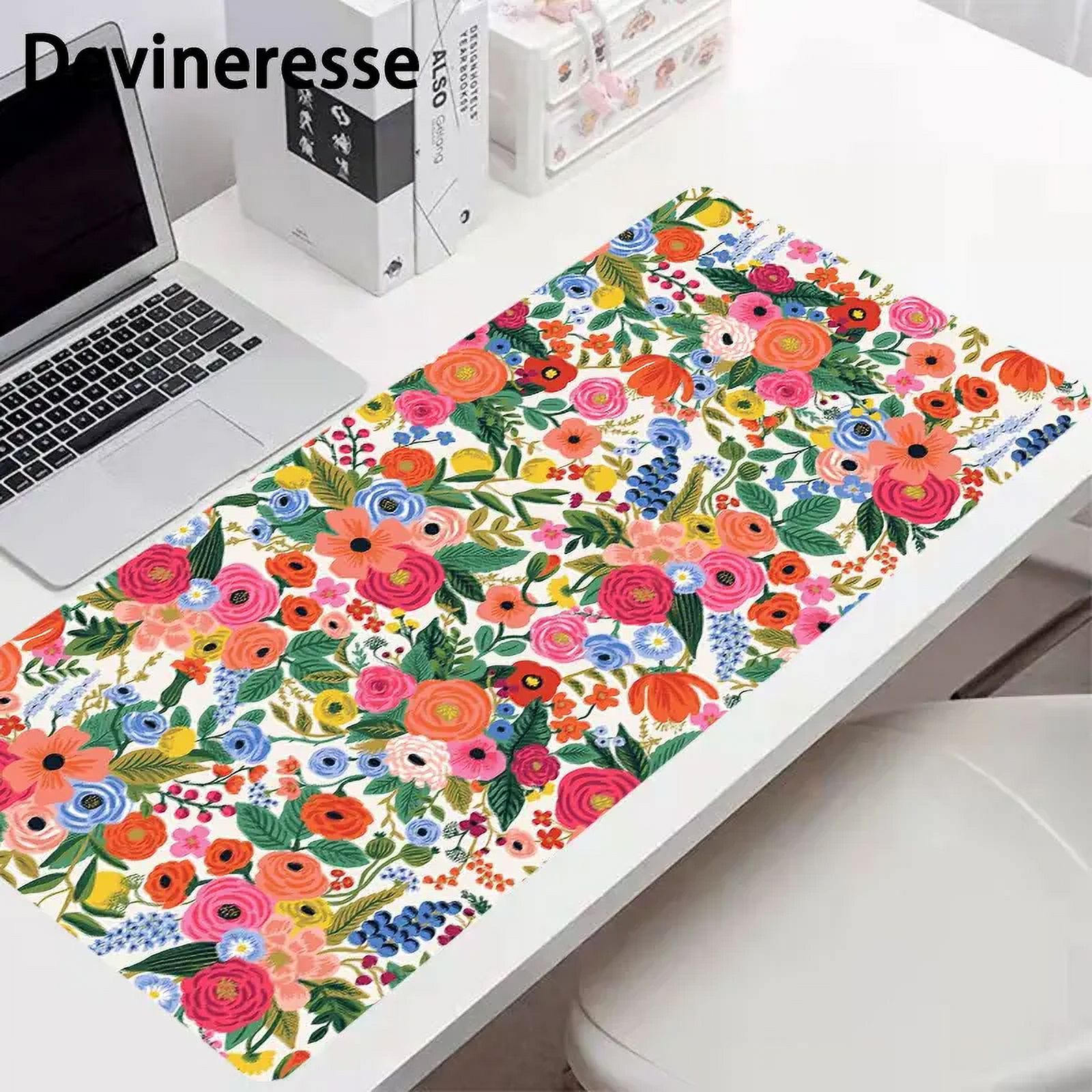Colorful Flower Pattern Desk Mat Table Mat Large Game Mouse Pad E ...