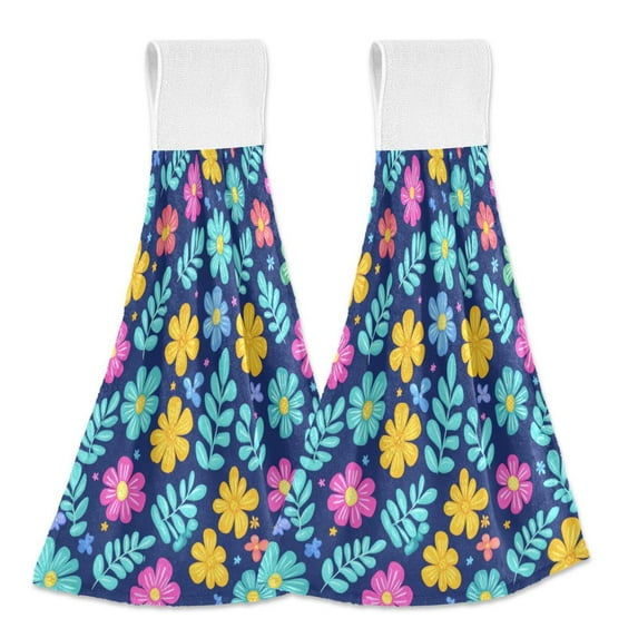 Colorful Flower Pattern Hand Towels 2 Pack Quick Drying Home Storage ...