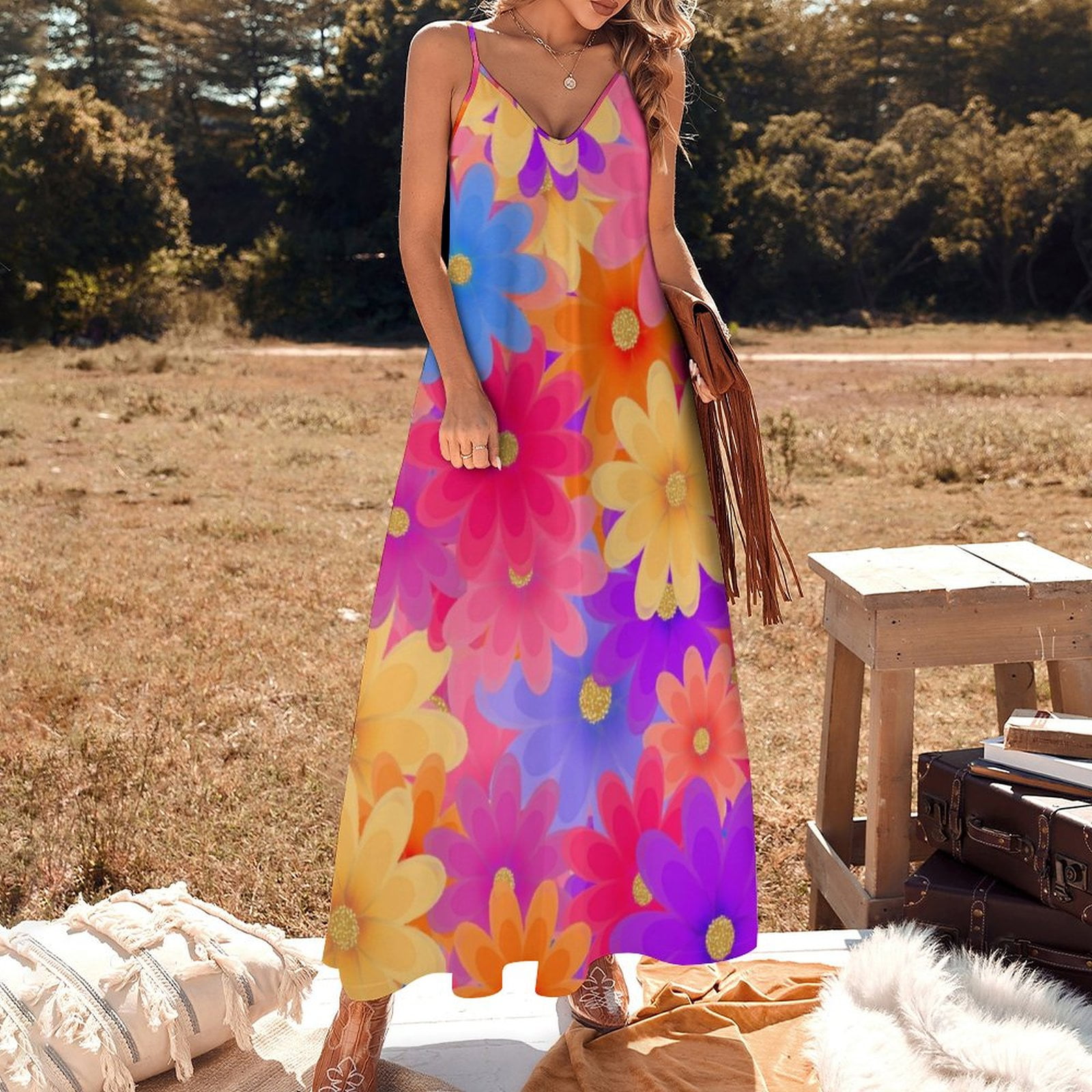 Colorful Flower Power Springtime Celebration Sleeveless Dress dresses ...