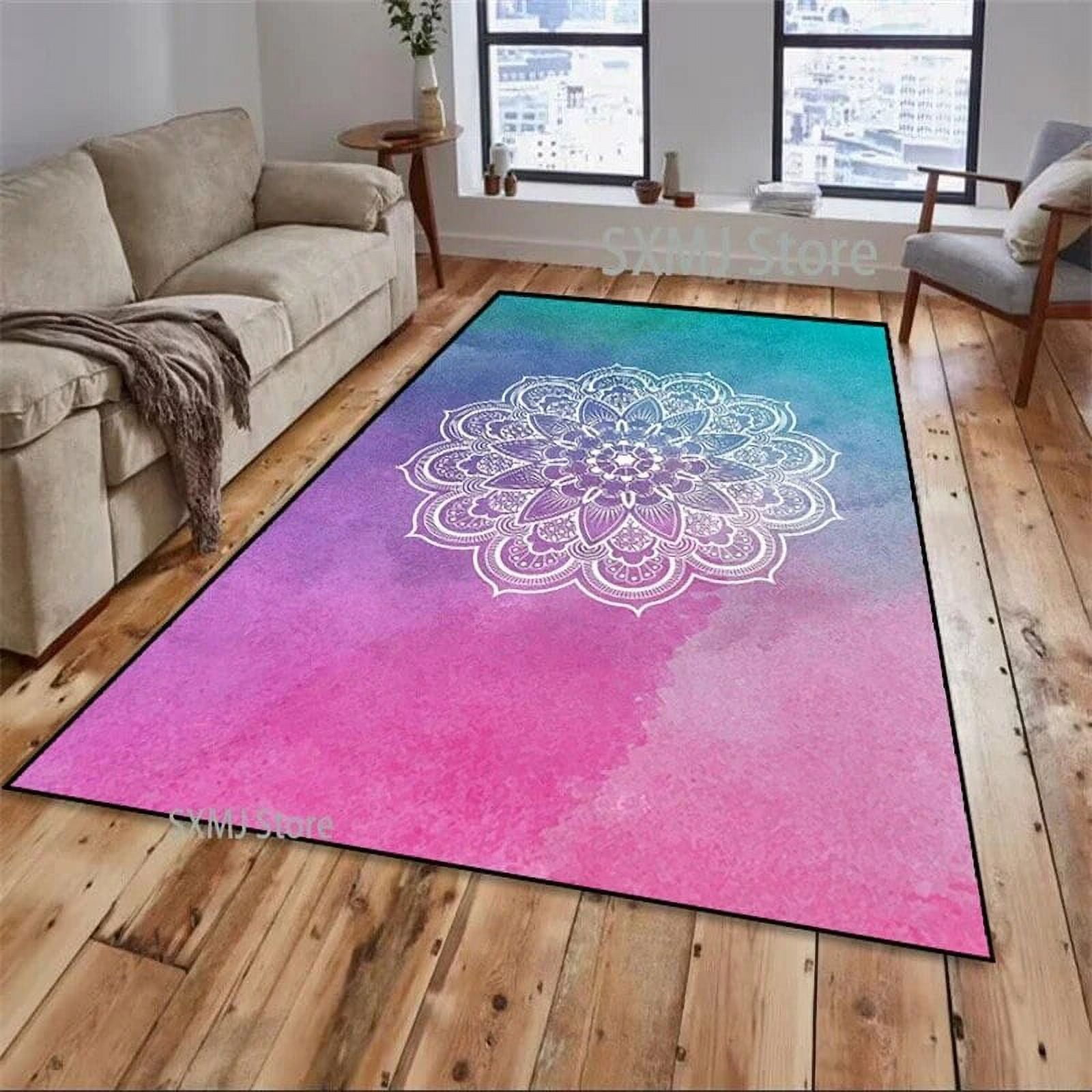 Colorful Flower Printing Mandala Carpet Non-slip Rug Front Doormat ...