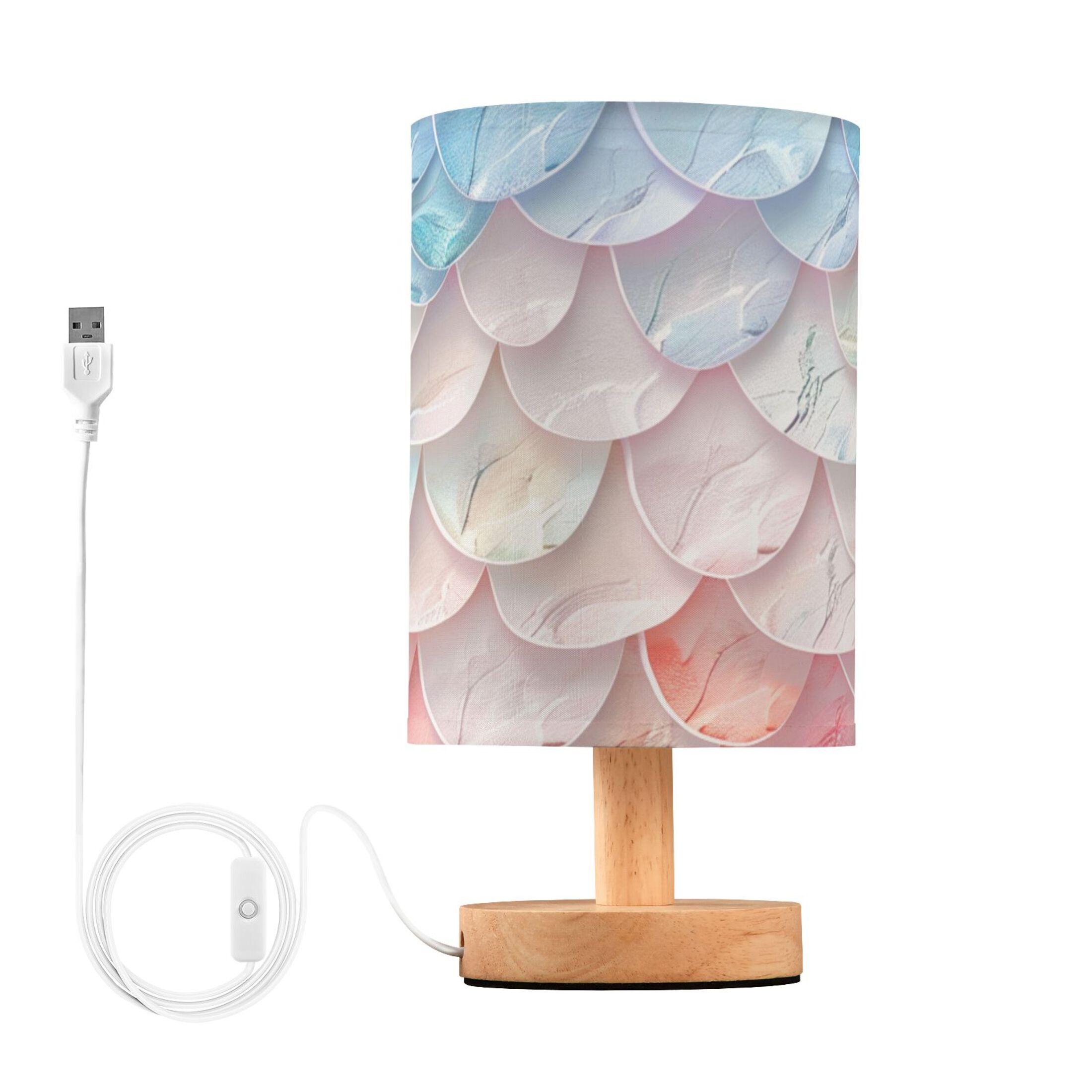 Colorful Flower Scales Table Lamp USB Bedside Desk Nightstand Lamp ...