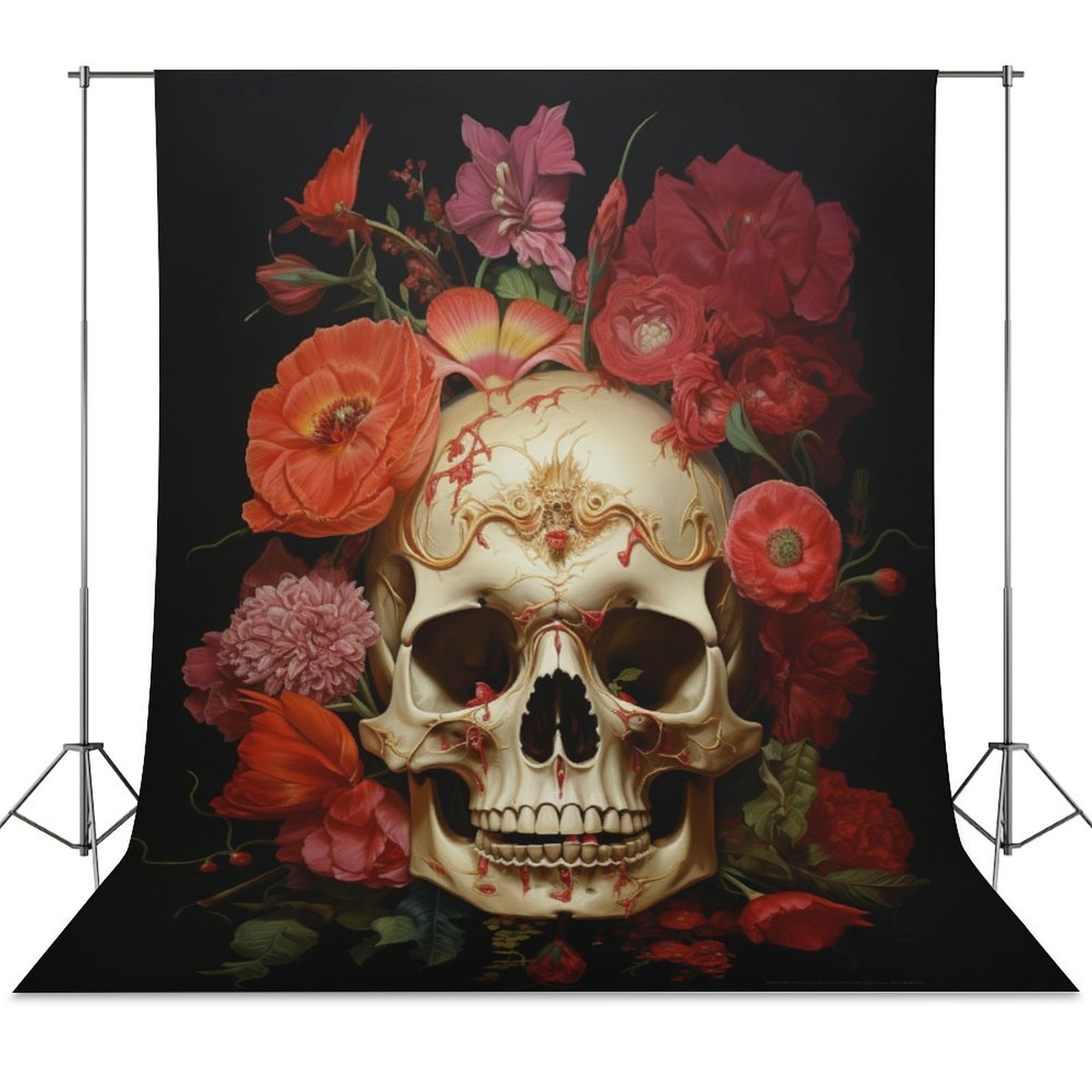 Colorful Flower Skull Backdrop Background for Photography Photo Booth ...
