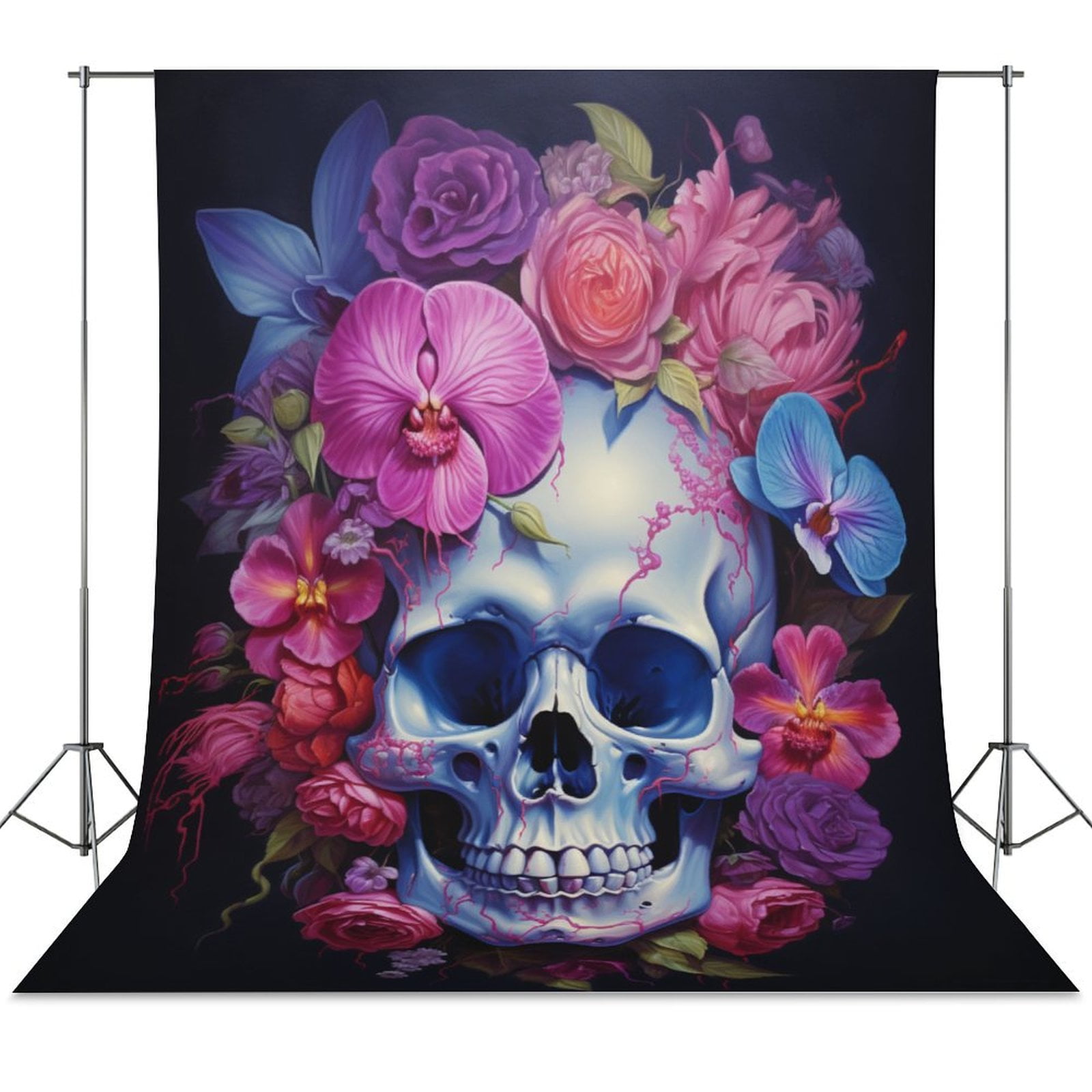 Colorful Flower Skull Backdrop Background for Photography Photo Booth ...