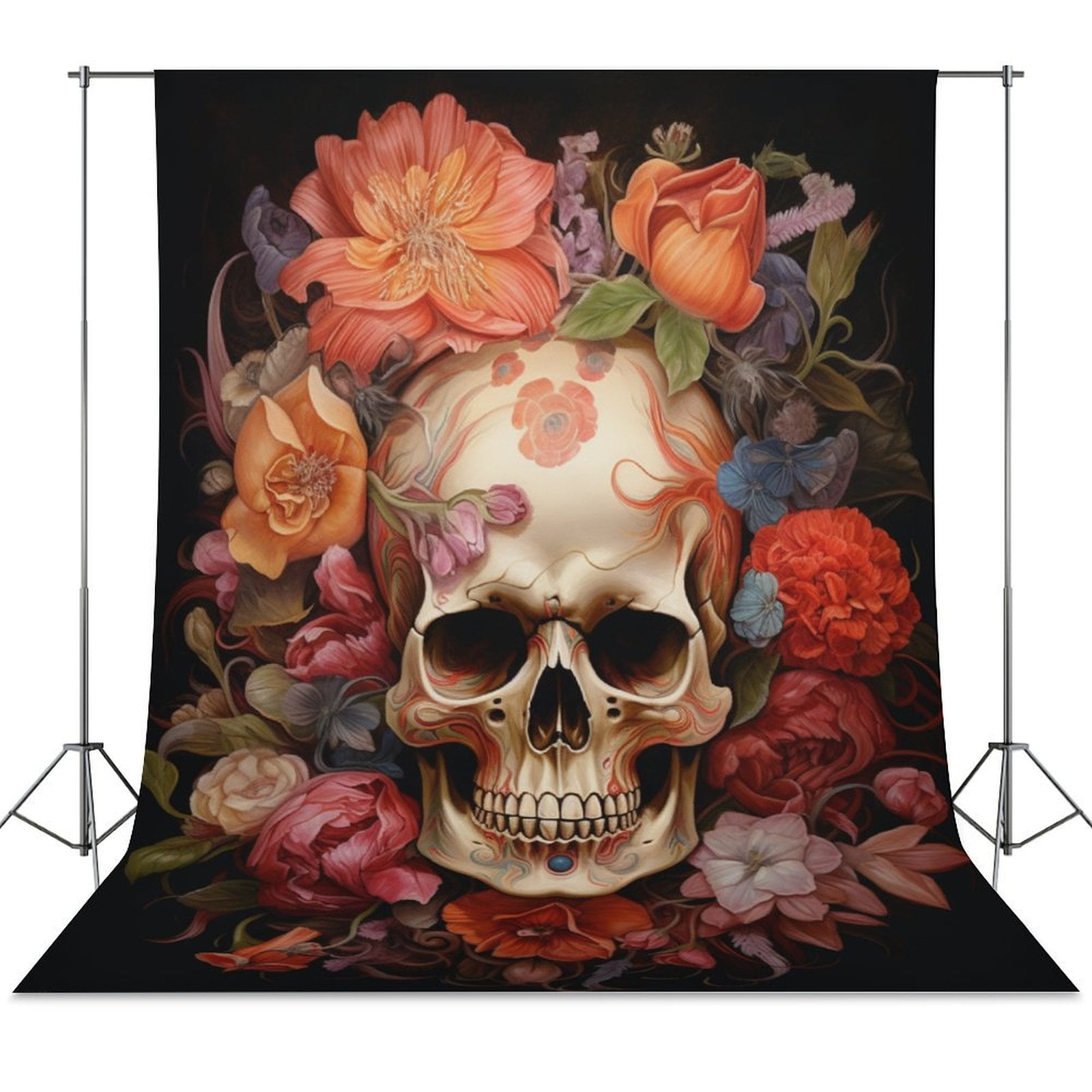 Colorful Flower Skull Backdrops for Photography Kids Adult Photo Booth ...