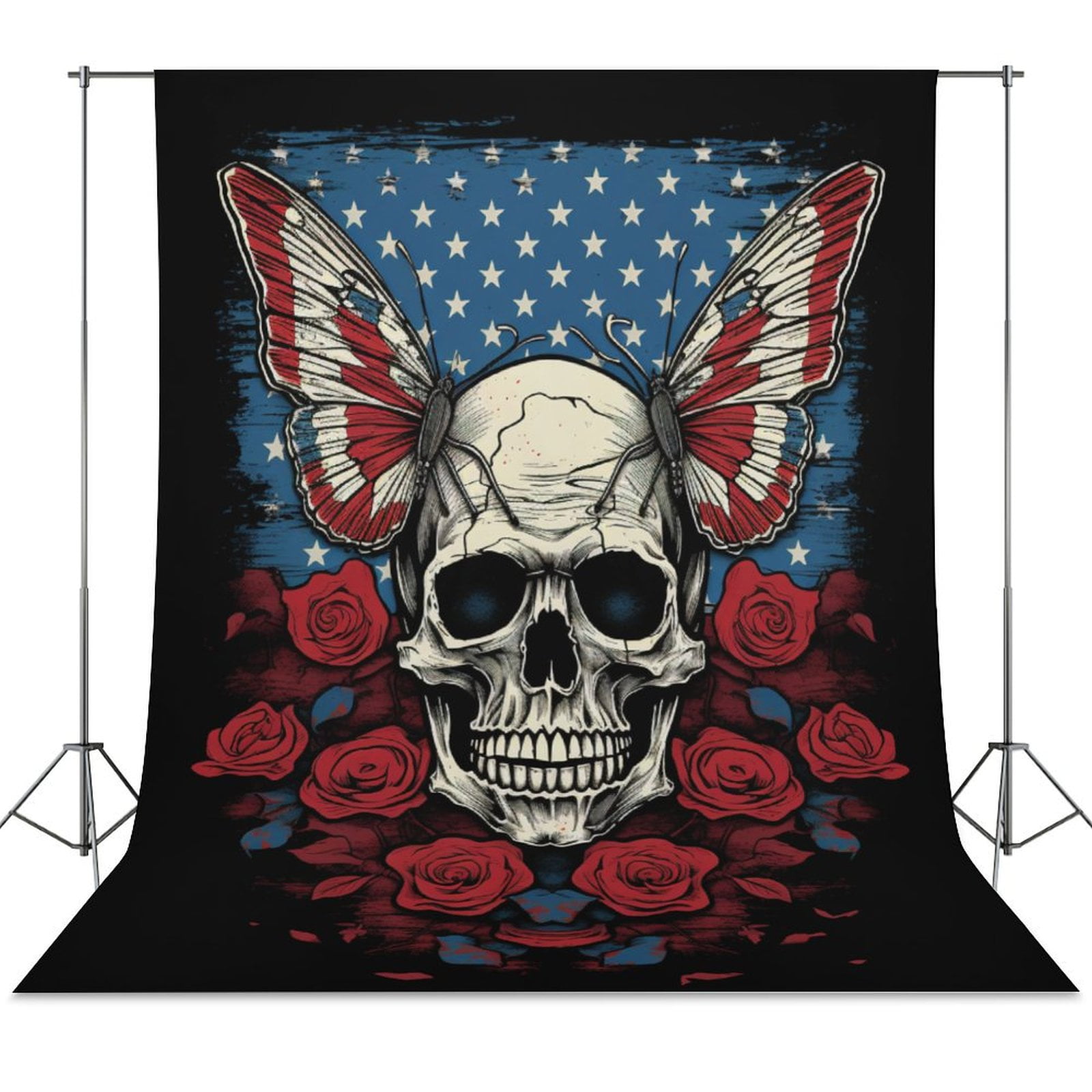 Colorful Flower Skull Backdrops for Photography Kids Adult Photo Booth Video Shoot Vinyl Studio ...