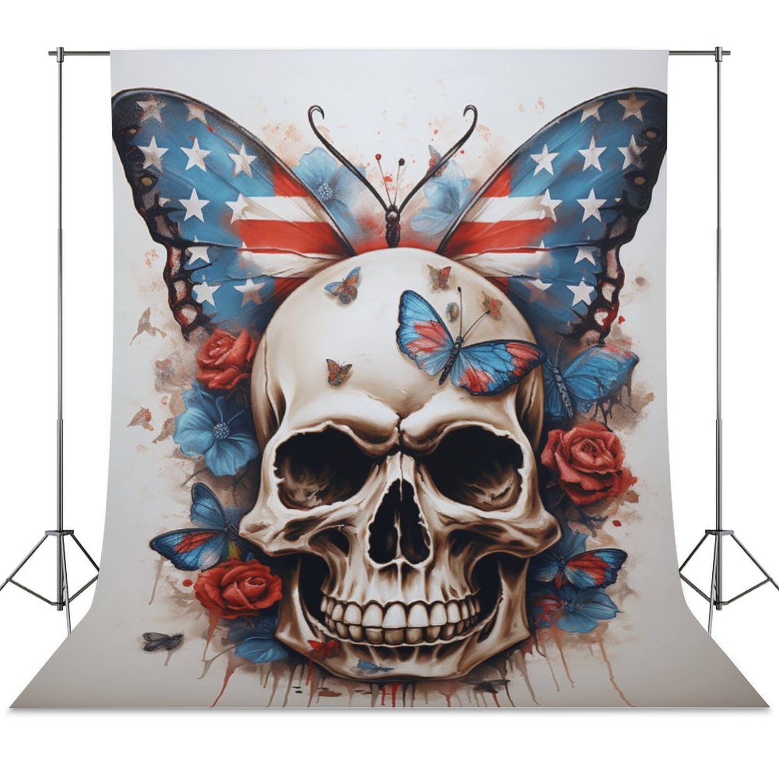 Colorful Flower Skull Backdrops for Photography for Party Backdrop ...