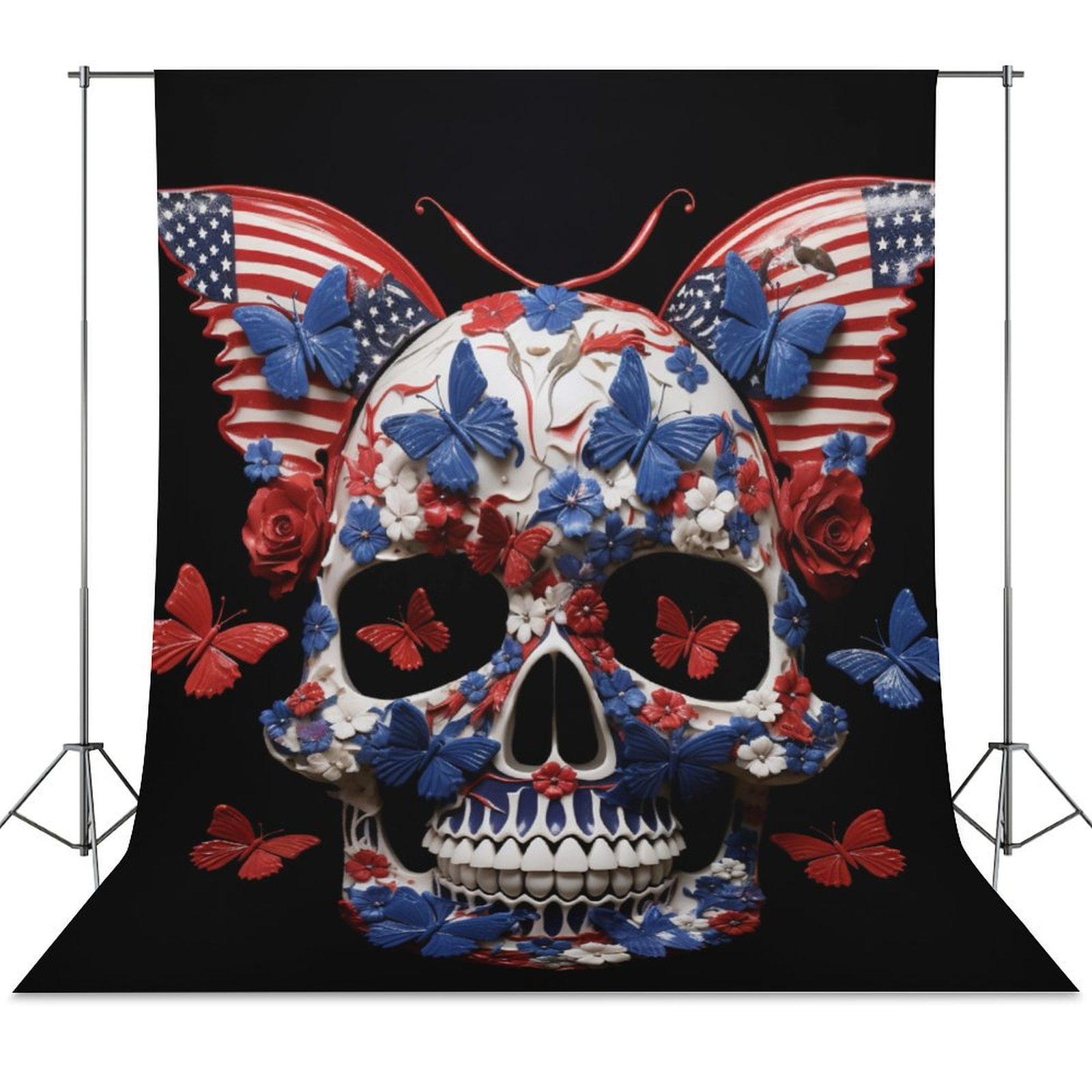 Colorful Flower Skull Backdrops for Photography for Party Backdrop ...