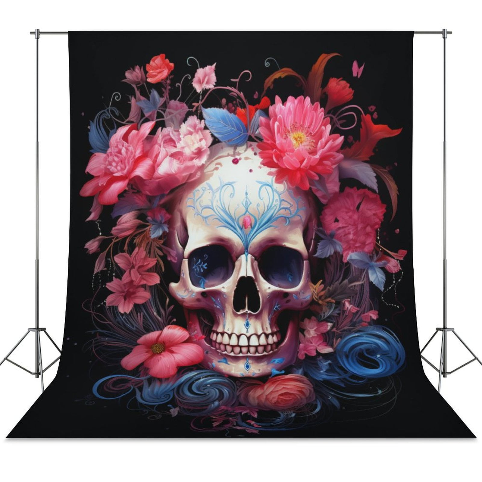 Colorful Flower Skull Spring Backdrop Backdrops for Photography Photo ...