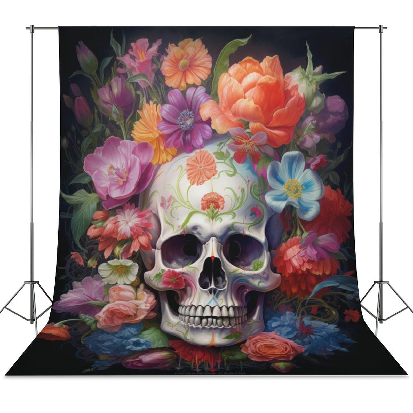 Colorful Flower Skull Spring Backdrop Backdrops for Photography Photo ...