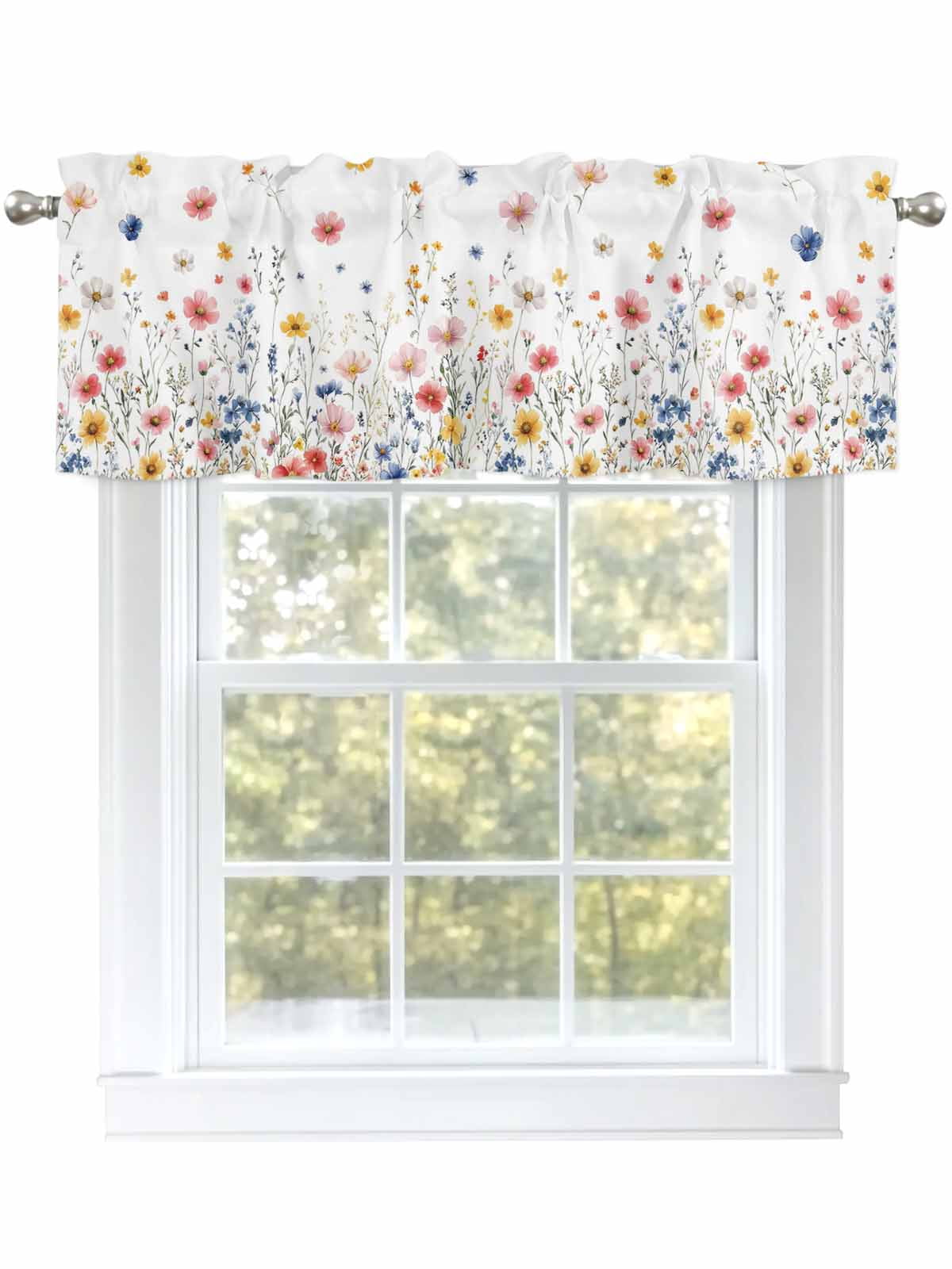 Colorful Flower Valances for Windows Spring Farm Pink Blue Floral ...