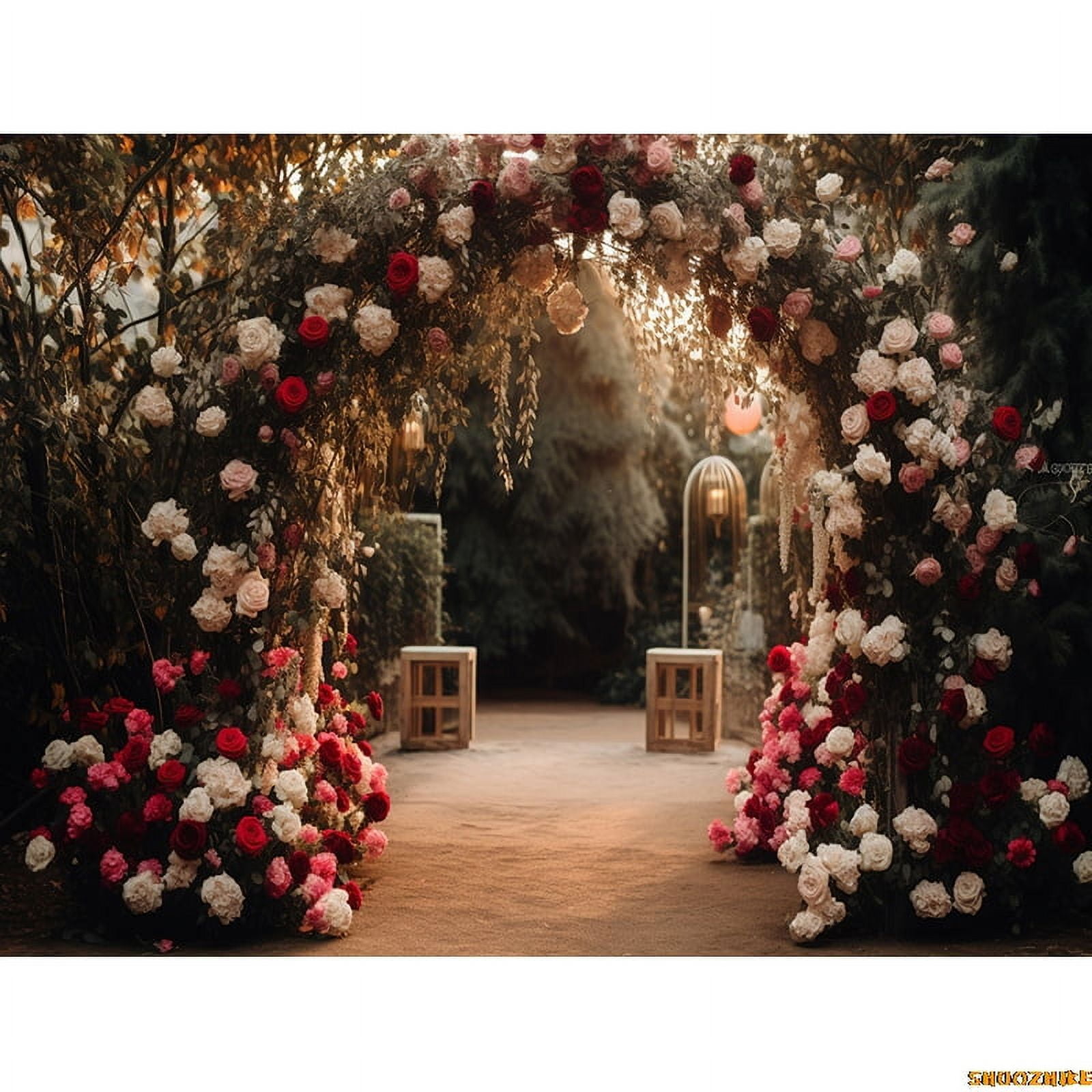 Colorful Flower Wall Photography Backdrops tic Rose Arch Wedding ...