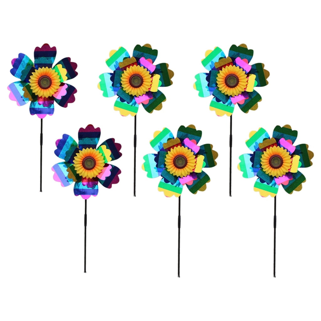 Colorful Flower Windmill Wind Spinner for Kid Yard Lawn Decorations ...