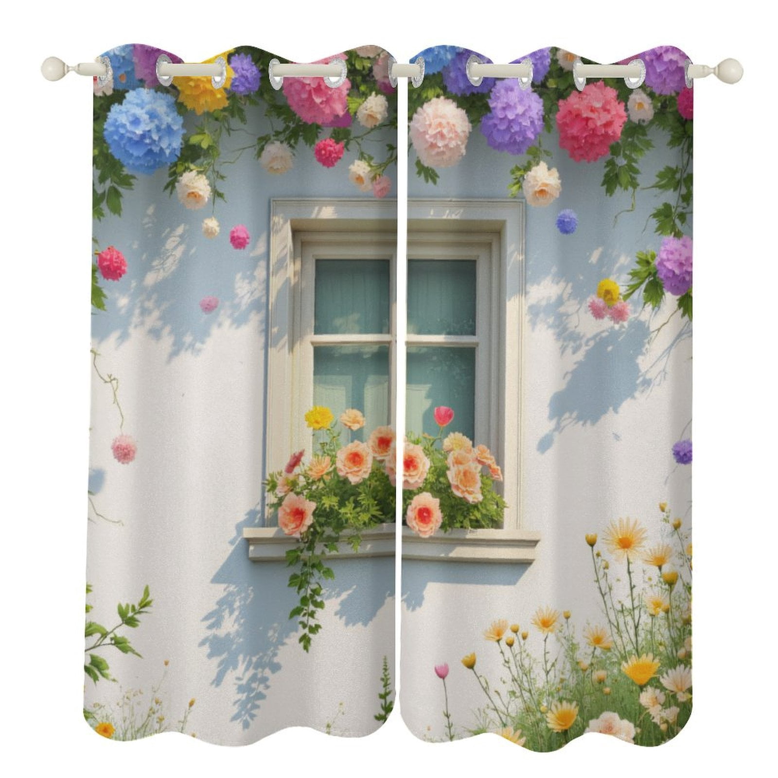 Colorful Flower Window Luxury Window Curtains Blinds for Living Room ...