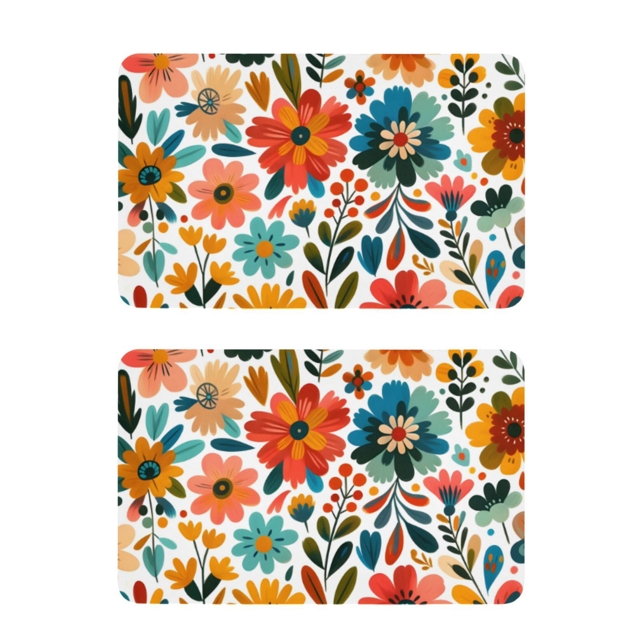 Colorful Flower with Plant Refrigerator Magnet Stickers Square Fridge ...