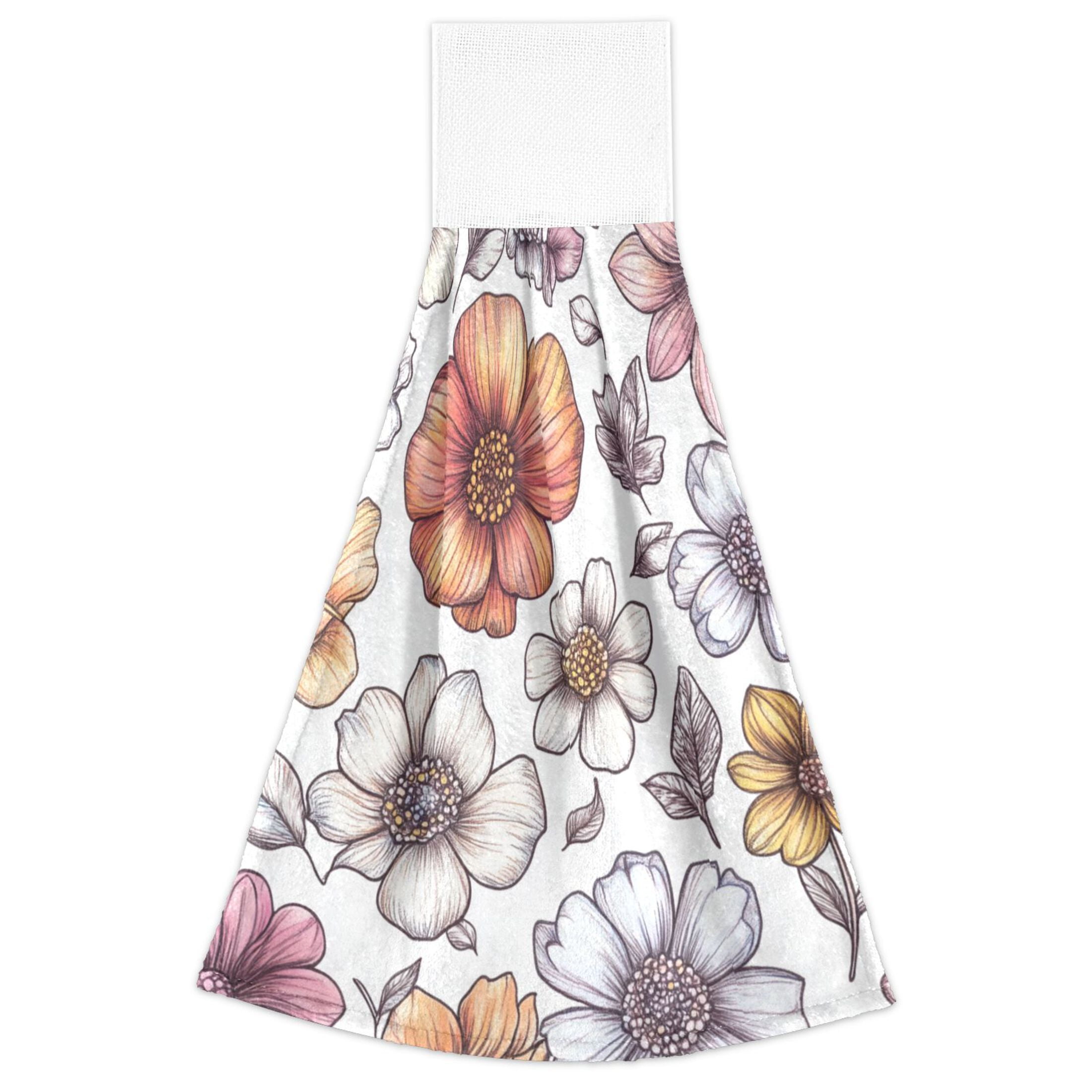 Colorful Flowers 2 Pack 14''x18'' Hand Towels Soft Coral Fleece Quick ...