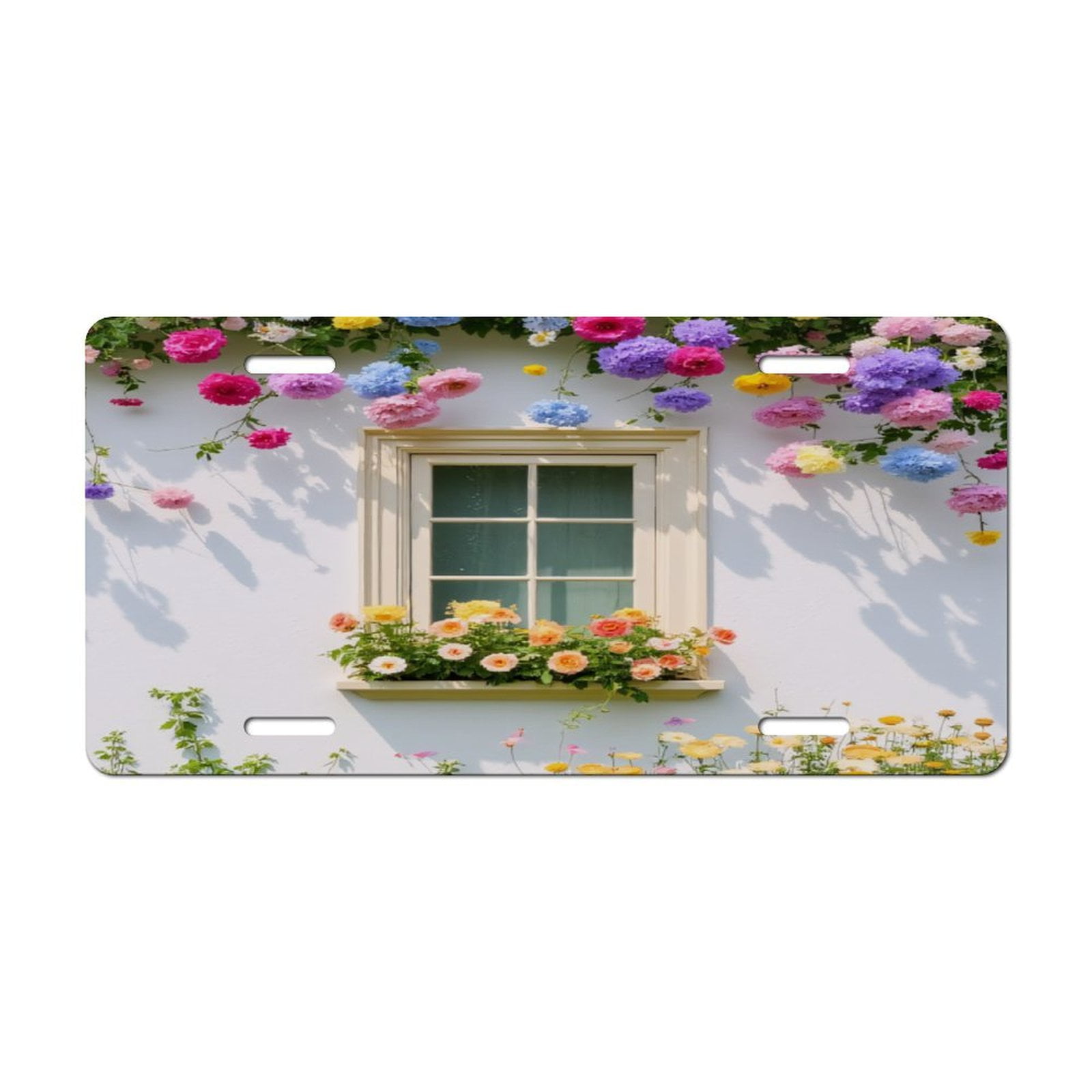 Colorful Flowers Adorn Window License Plate Lightweight Aluminum ...
