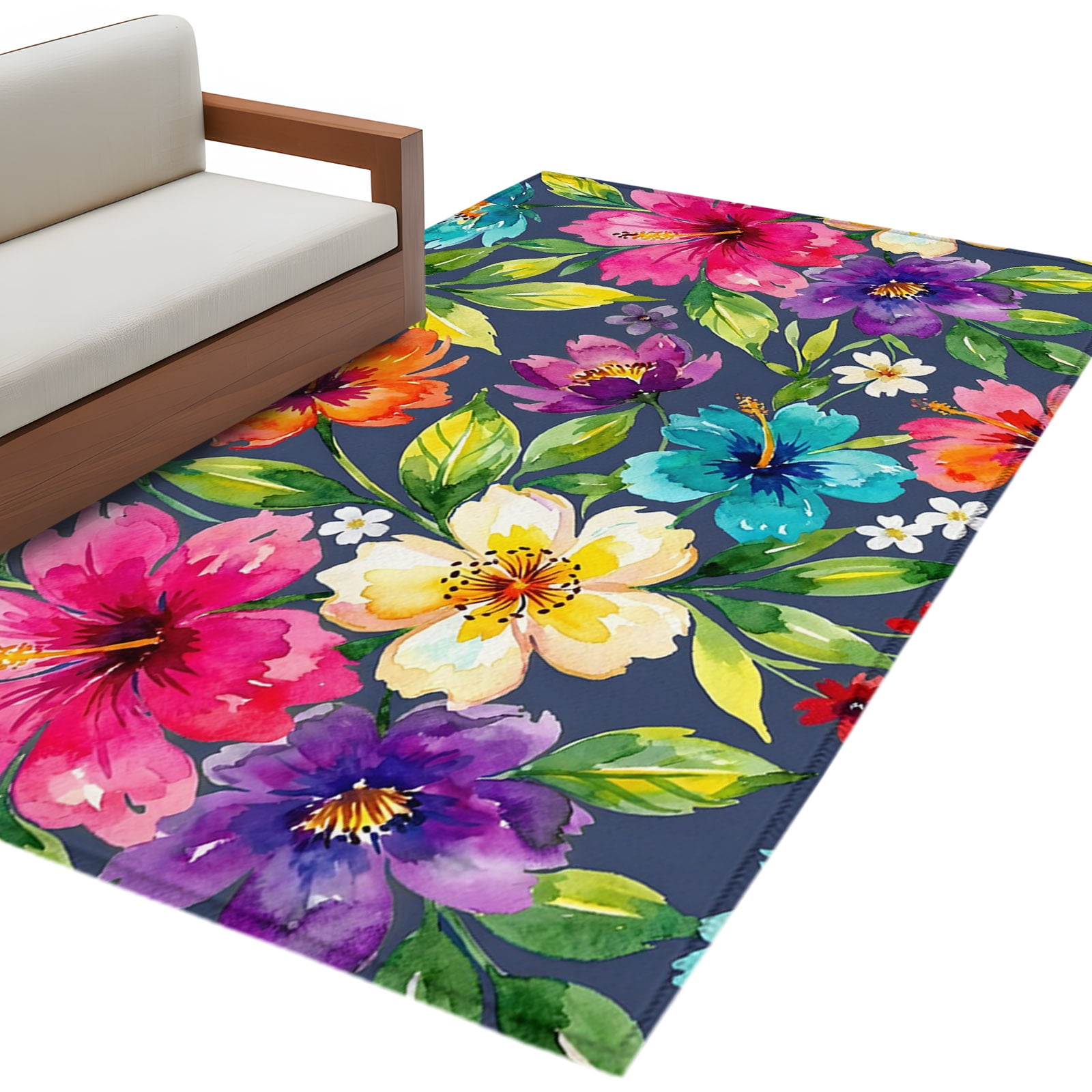 Colorful Flowers Area Rug 3x5 Washable Rug Non Slip Spring Floral ...