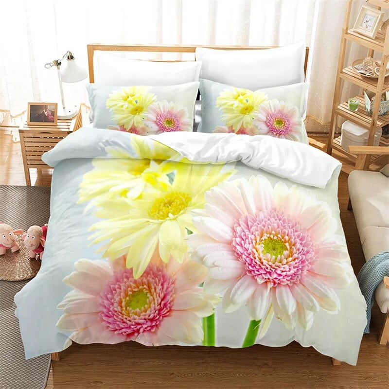 Colorful Flowers Bedding Set Lovely Kid's Duvet Cover Boys Quilt Cover ...