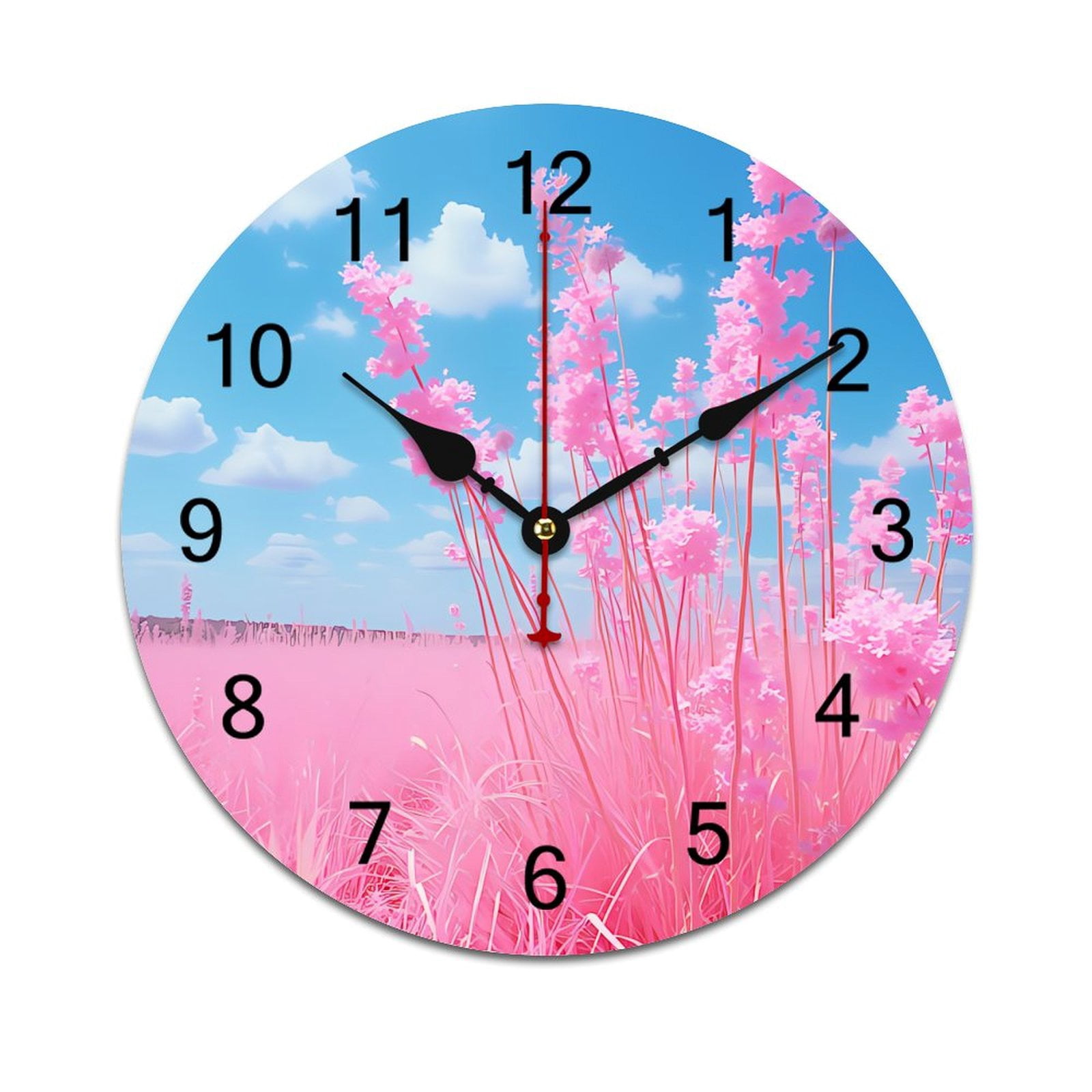 Colorful Flowers Bedroom Wall Clock Large Modern Kitchen Dinning Round ...