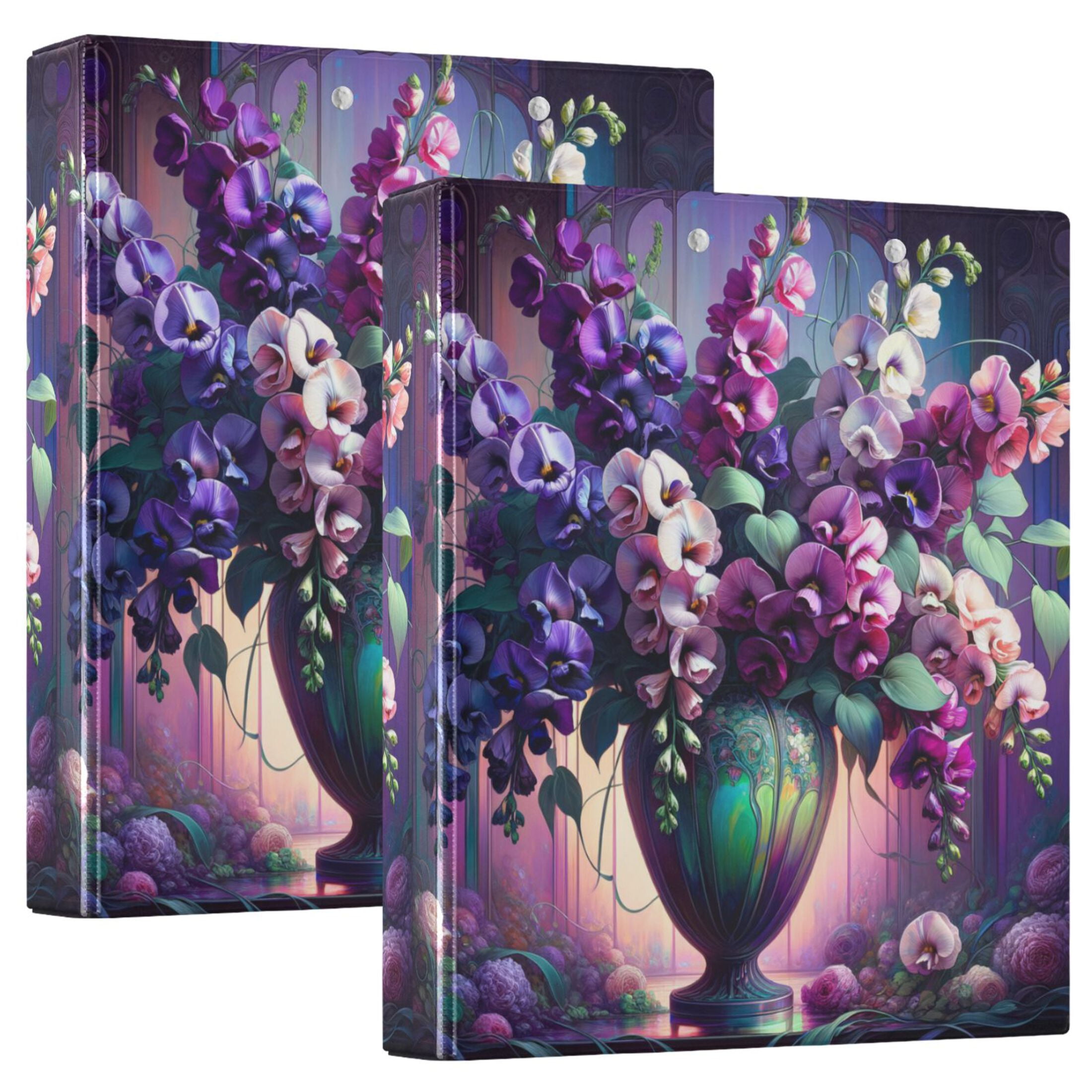 Colorful Flowers Bouquet Hardcover 3 Ring Binder 1.5” Round Rings ...