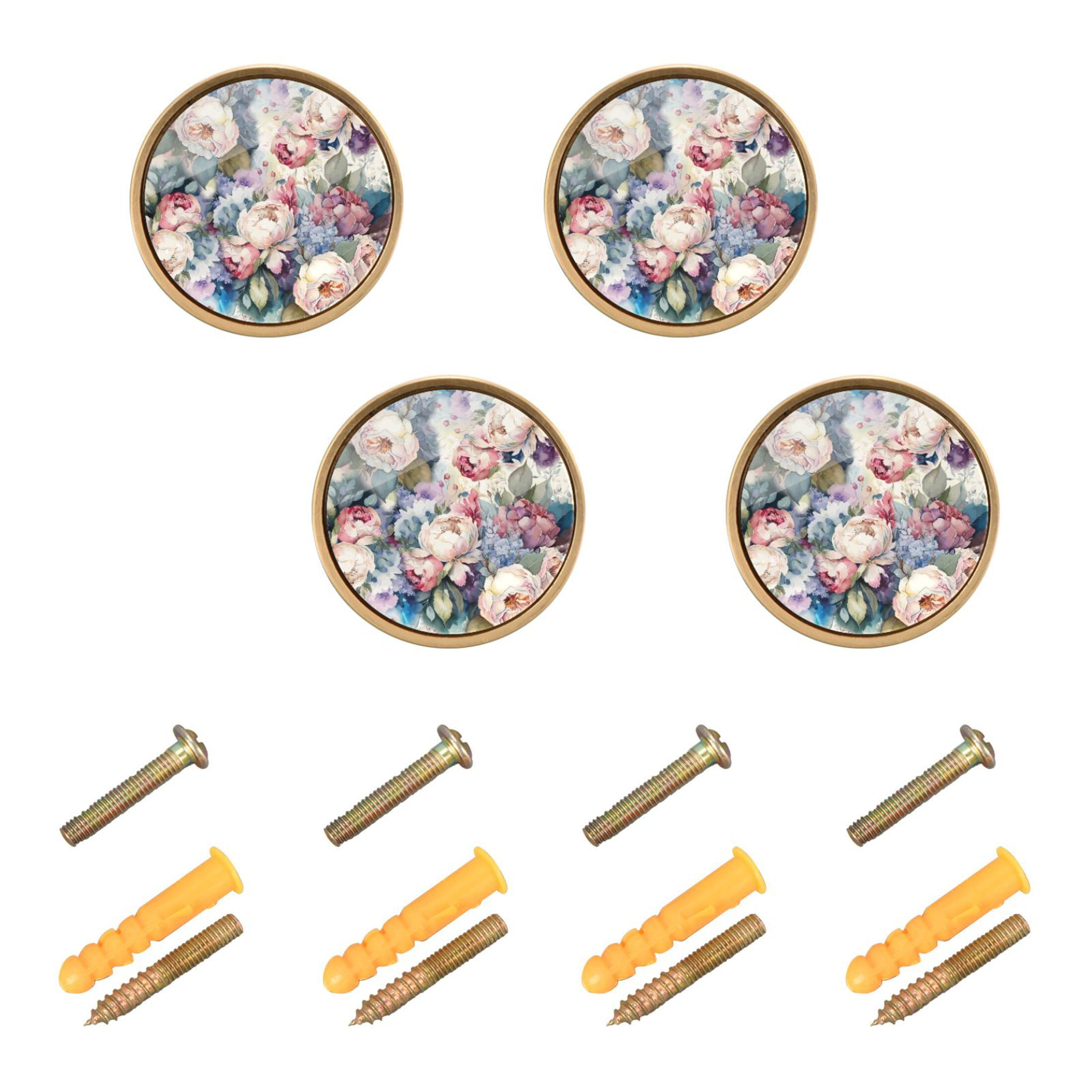 Colorful Flowers Cabinet Knobs Kitchen Drawers Knobs Door Round Pulls ...