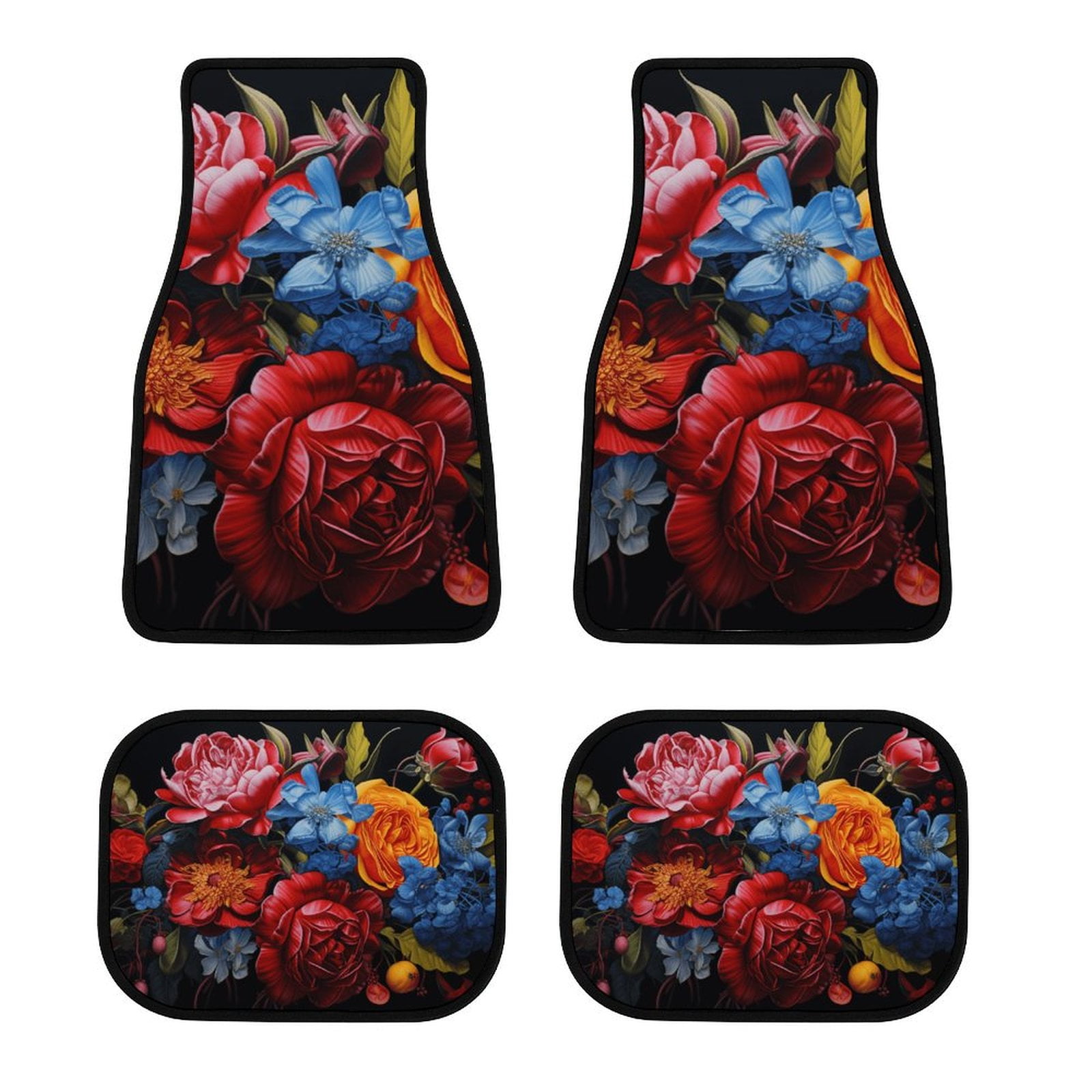 Colorful Flowers Car Floor Mats, Anti-Slip Rubber Backing Cars Mats ...
