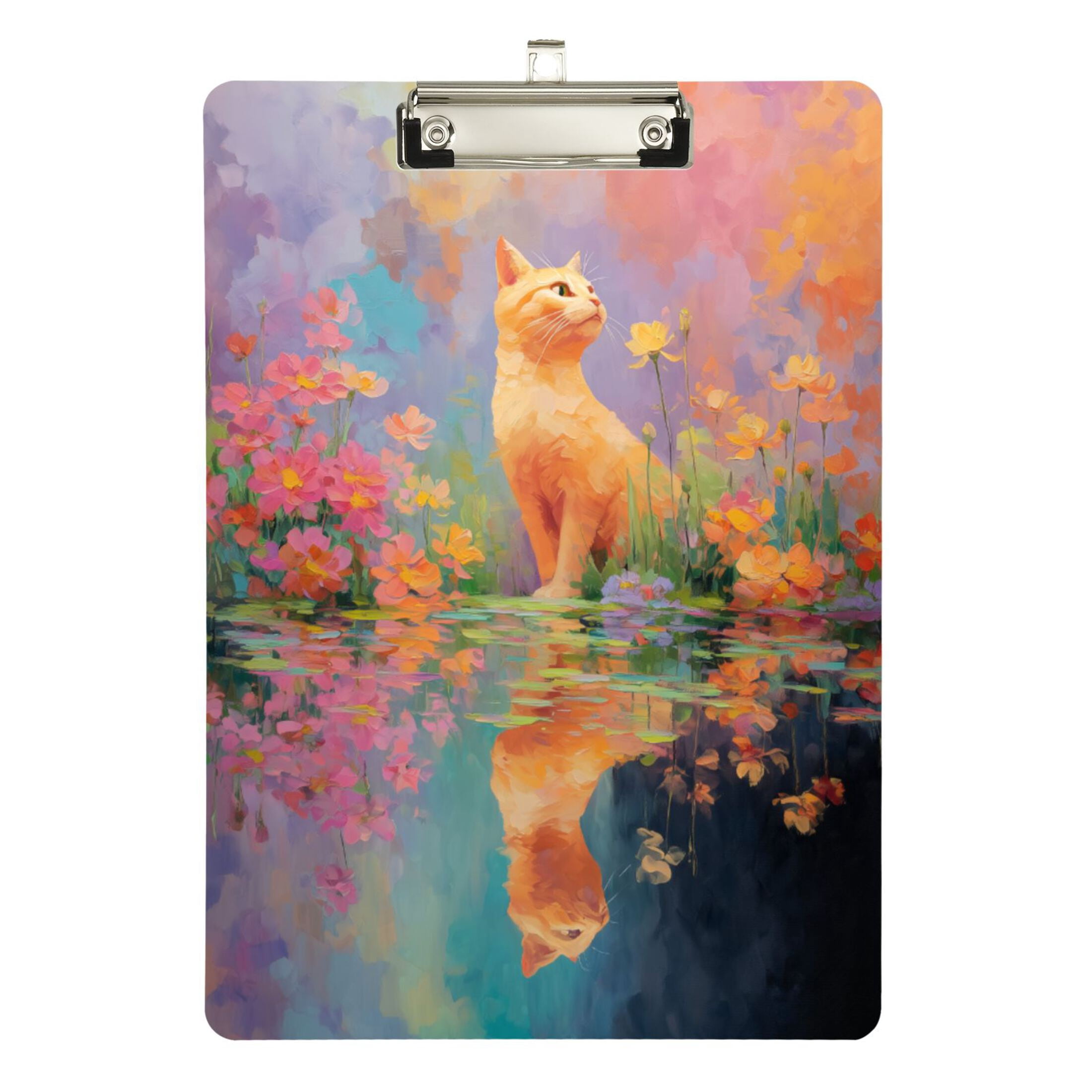 Colorful Flowers Cat with Shadow Acrylic Clipboard Drawing Board with ...