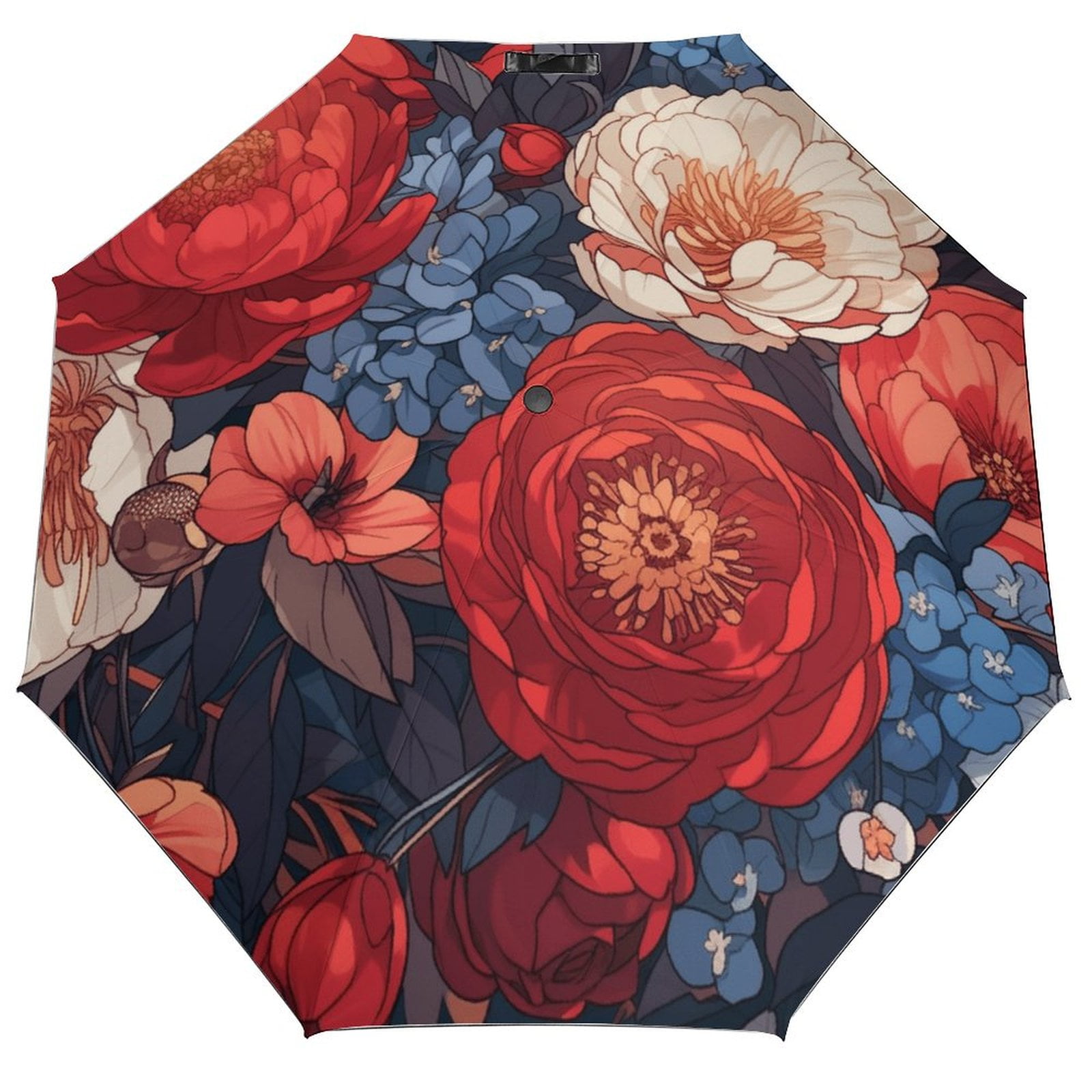 Colorful Flowers Compact Windproof Travel Umbrella for Rain ...