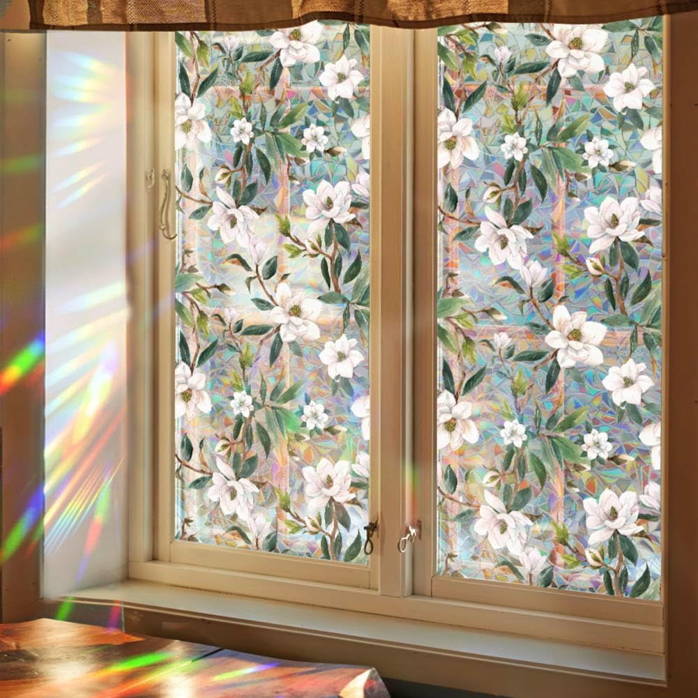 Colorful Flowers Electrostatic Glass Sticker, PVC Removable Window ...