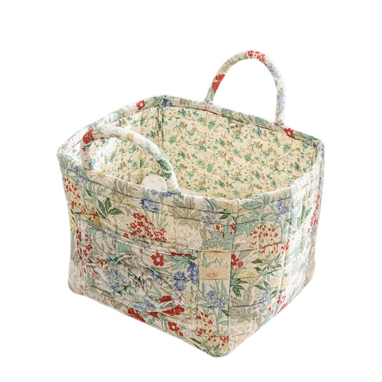 Colorful Flowers Fabric Storage Baskets,Decorative Rectangular Fabric ...