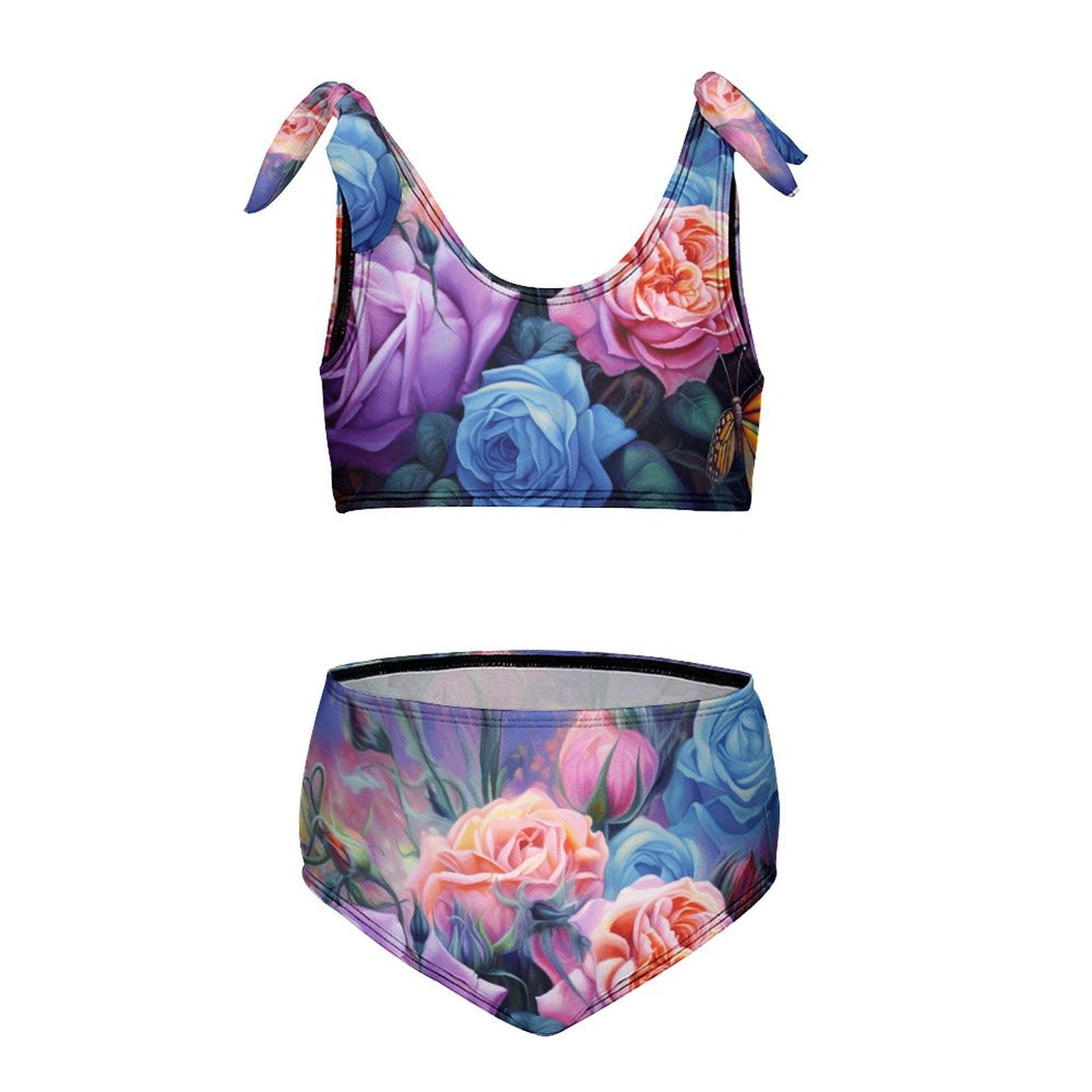 Colorful Flowers Girls' 2-Piece Tankini Swimsuit - Walmart.com