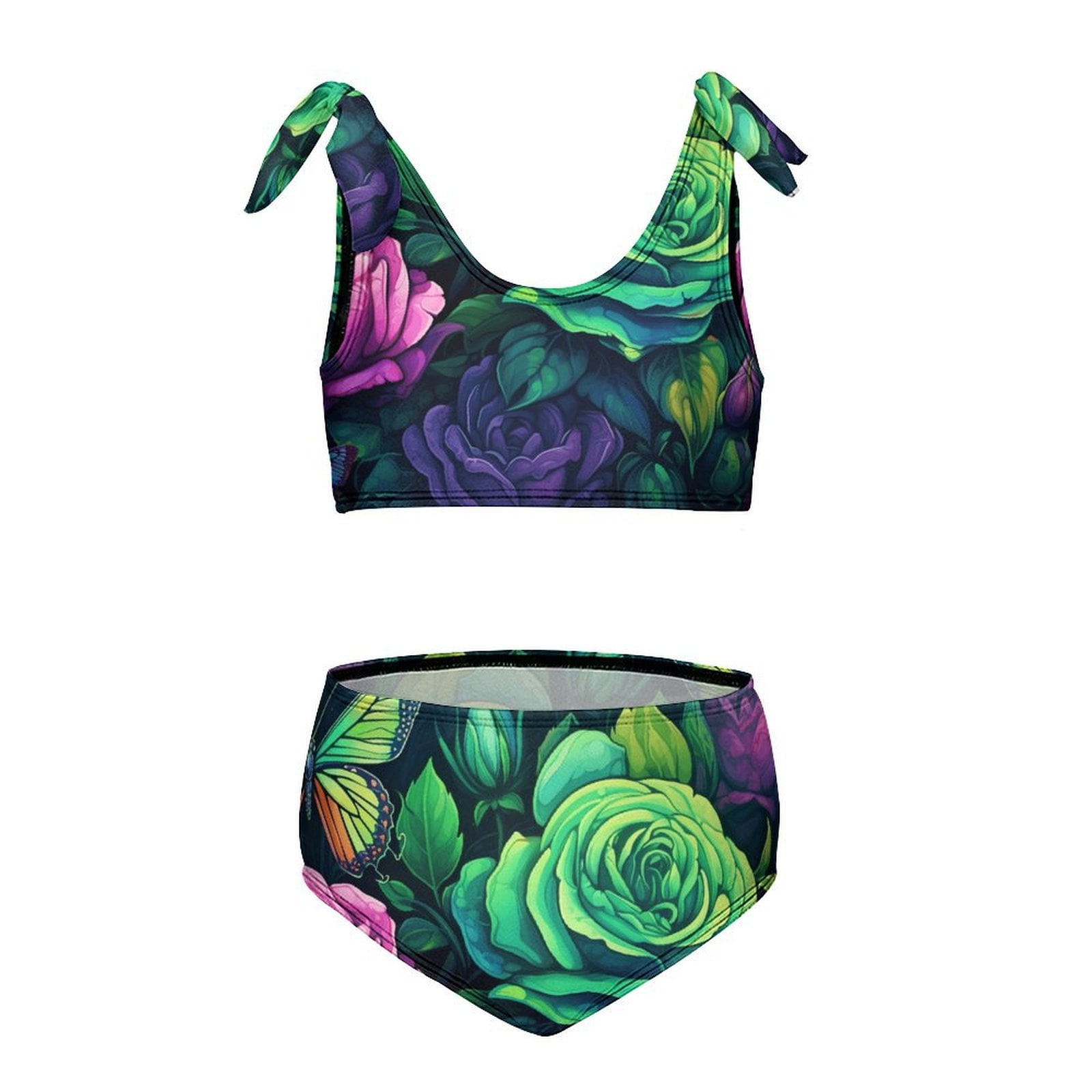 Colorful Flowers Girls' 2-Piece Tankini Swimsuit - Walmart.com
