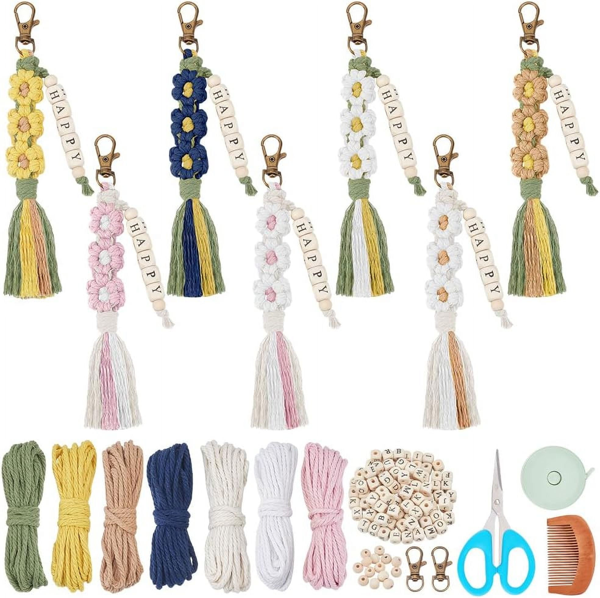 Colorful Flowers Keychain with Tassels Handcraft Keychain Making Kit ...