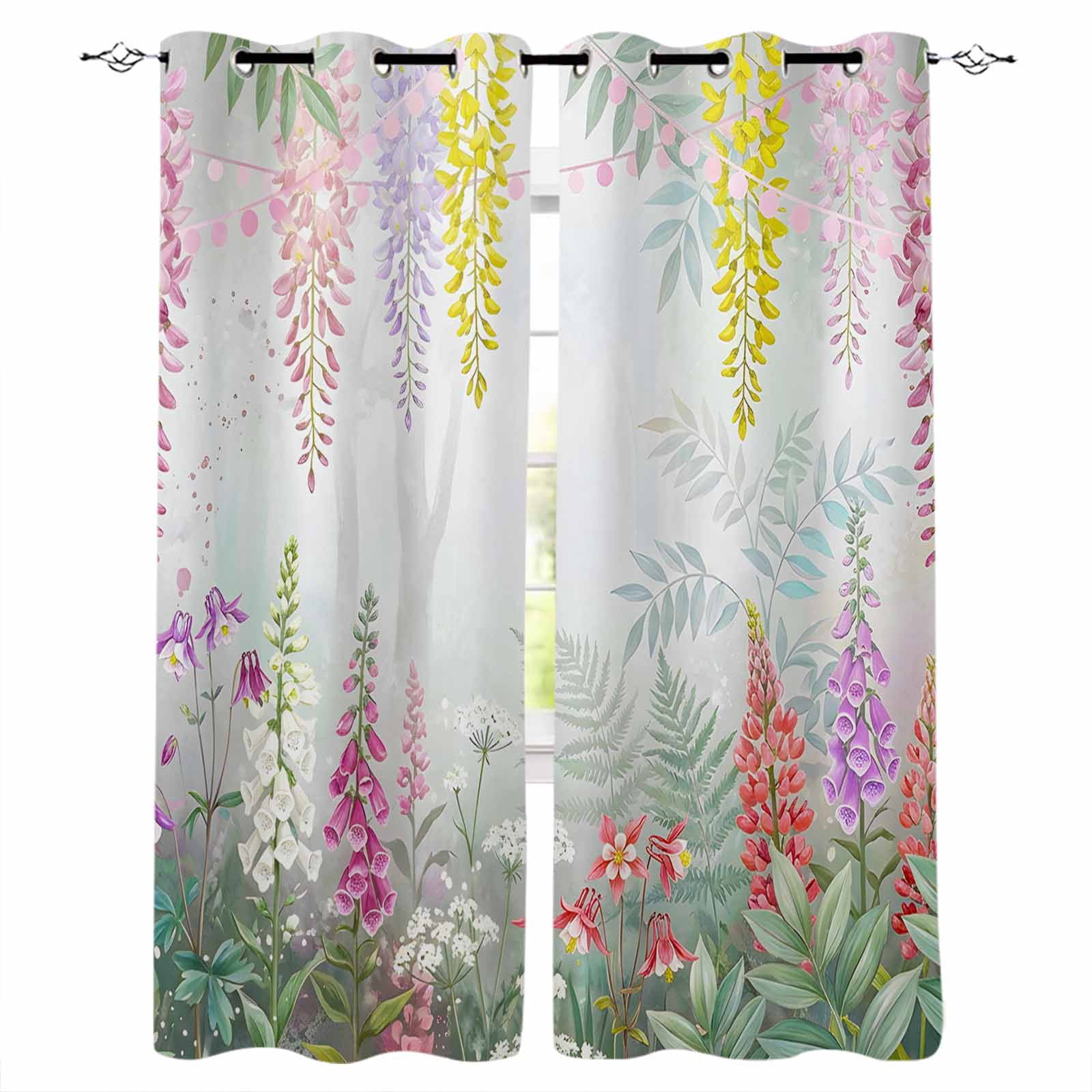 Colorful Flowers Kitchen Curtains Spring Floral Farmhouse Botanical ...