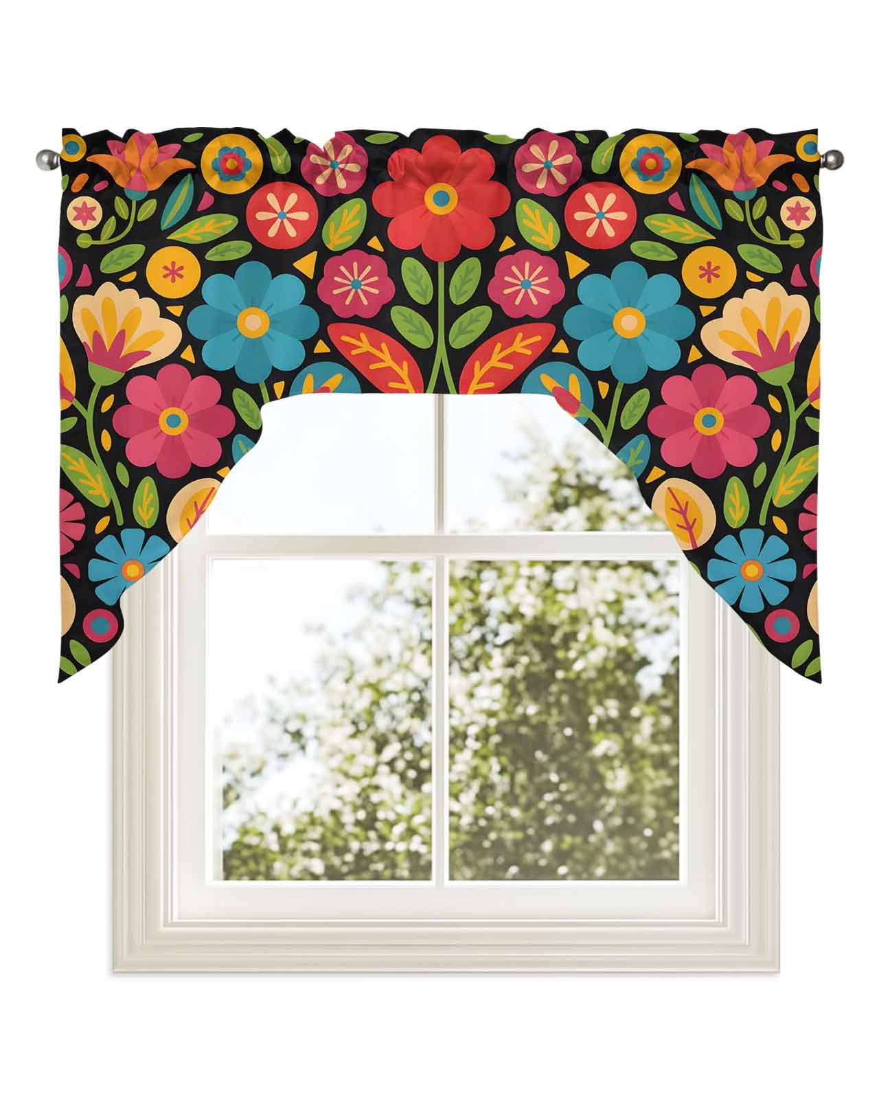 Colorful Flowers Kitchen Curtains Swag Valance for Windows/Bathroom ...