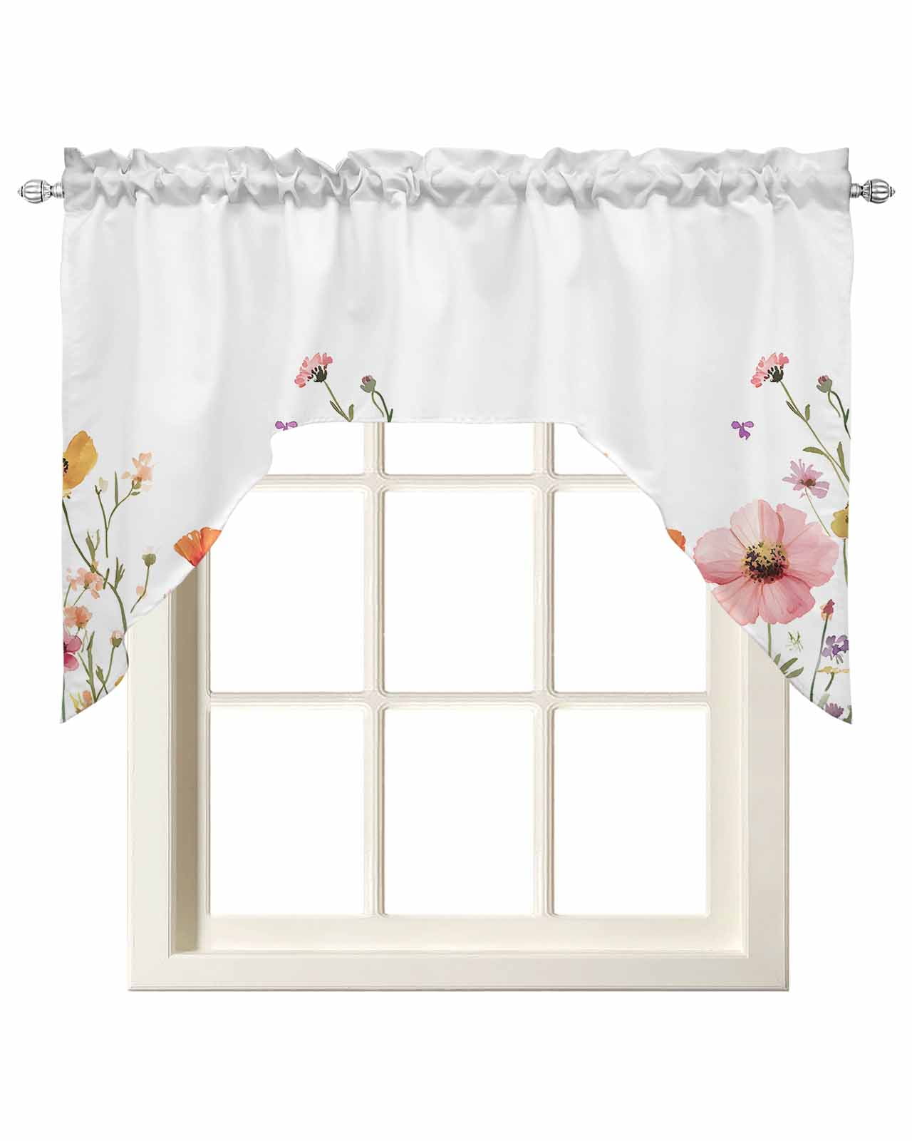 Colorful Flowers Kitchen Curtains Swag Valance for Windows/Bathroom ...