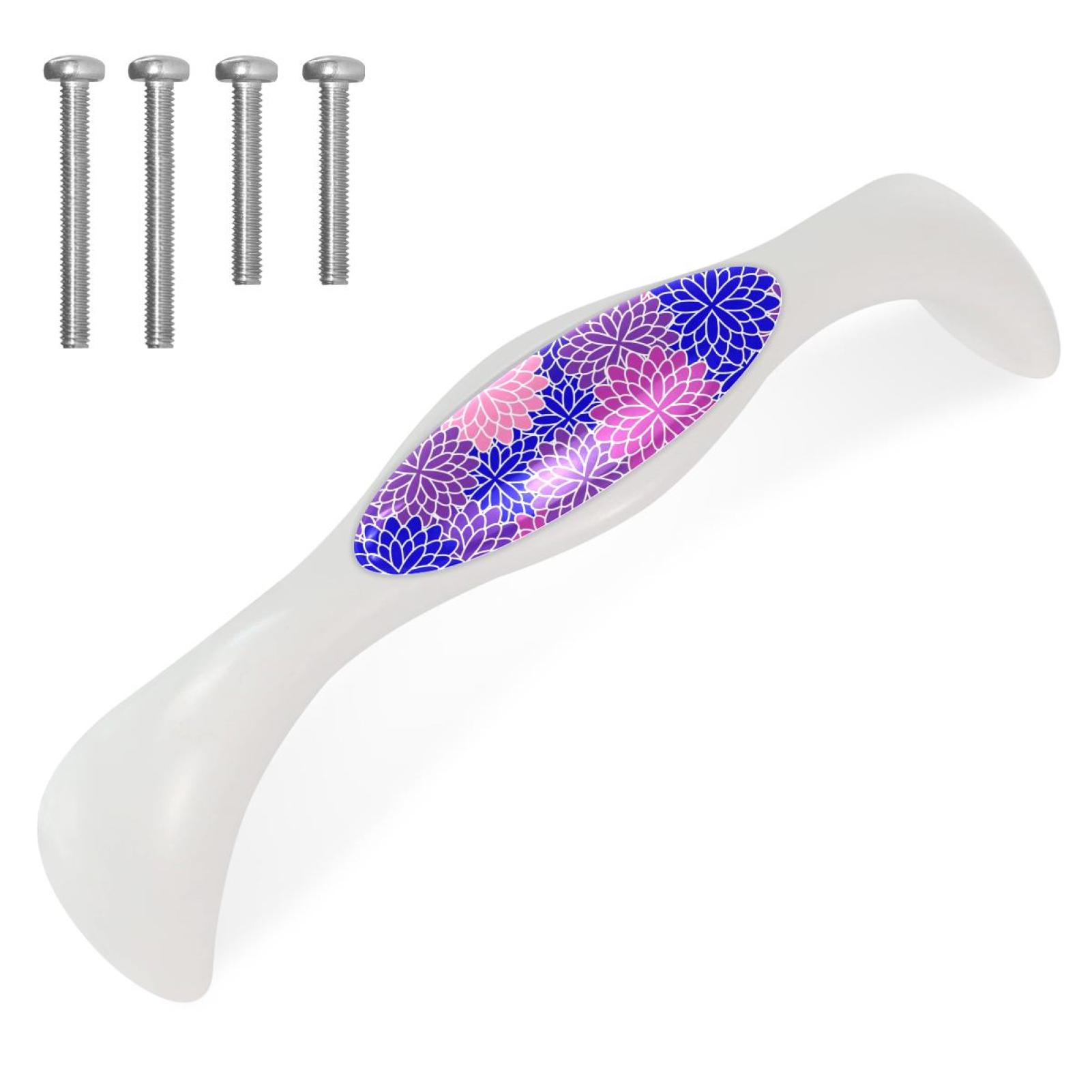 Colorful Flowers Knob 4 Pack Arched Drawer Pulls Crystal Glass White ...