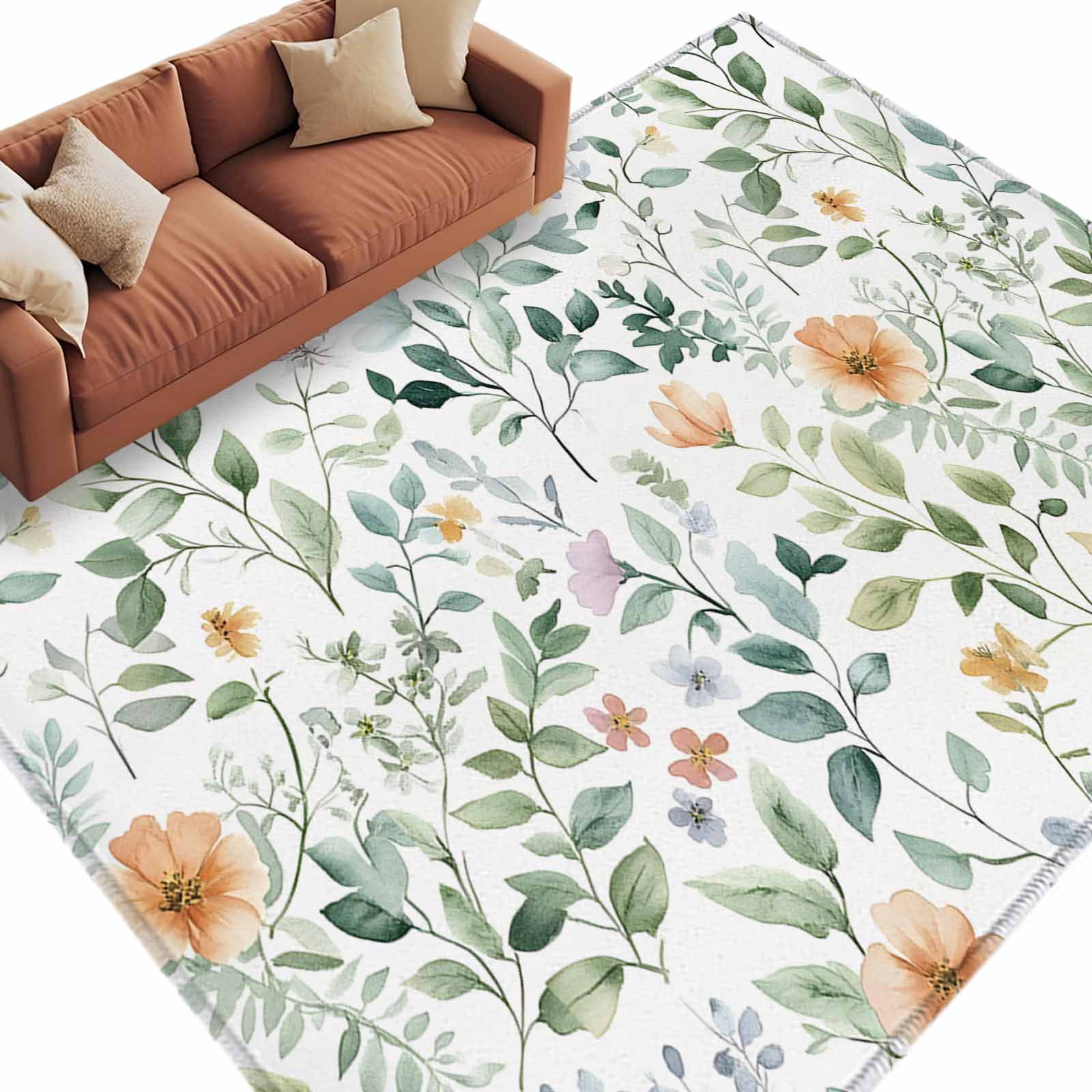 Colorful Flowers Large Area Rugs for Bedroom Living Room, Soft Non Slip ...