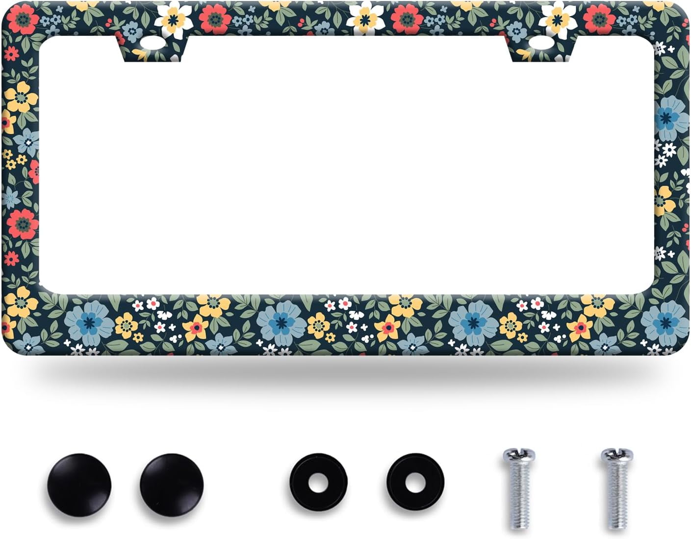 Colorful Flowers License Plate Frame Cute Floral Ditsy License Plate ...