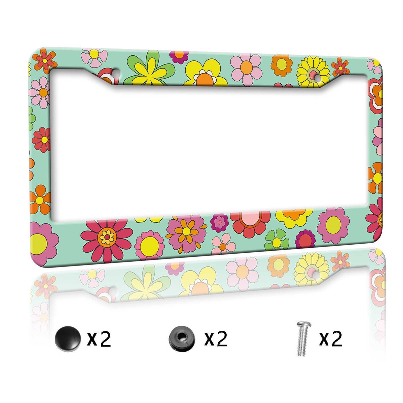 Walmart Colorful Flowers Personalized License Plate Frames, Decorative ...
